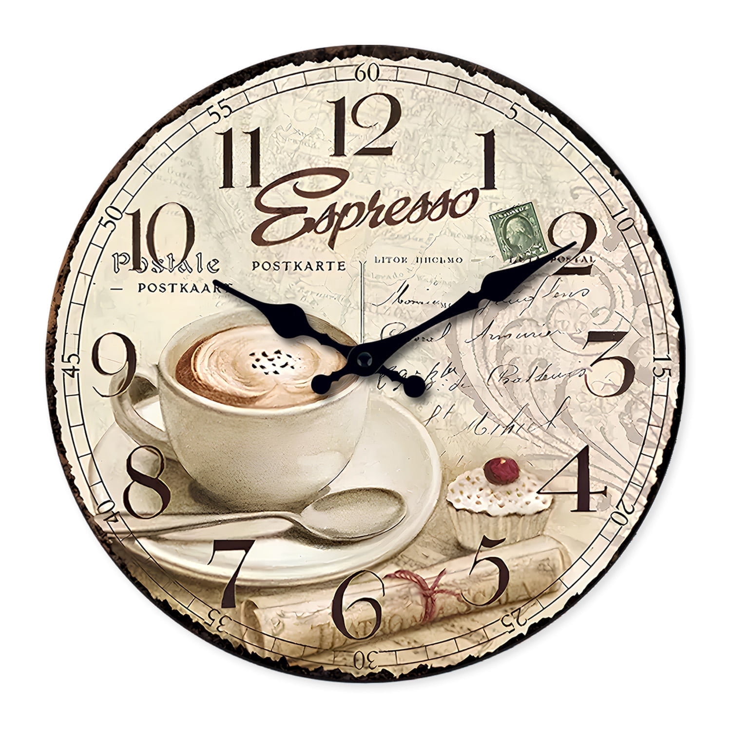 Retro Coffee Cup Wall Clock 16 Inch Kitchen Wall Clocks Battery ...