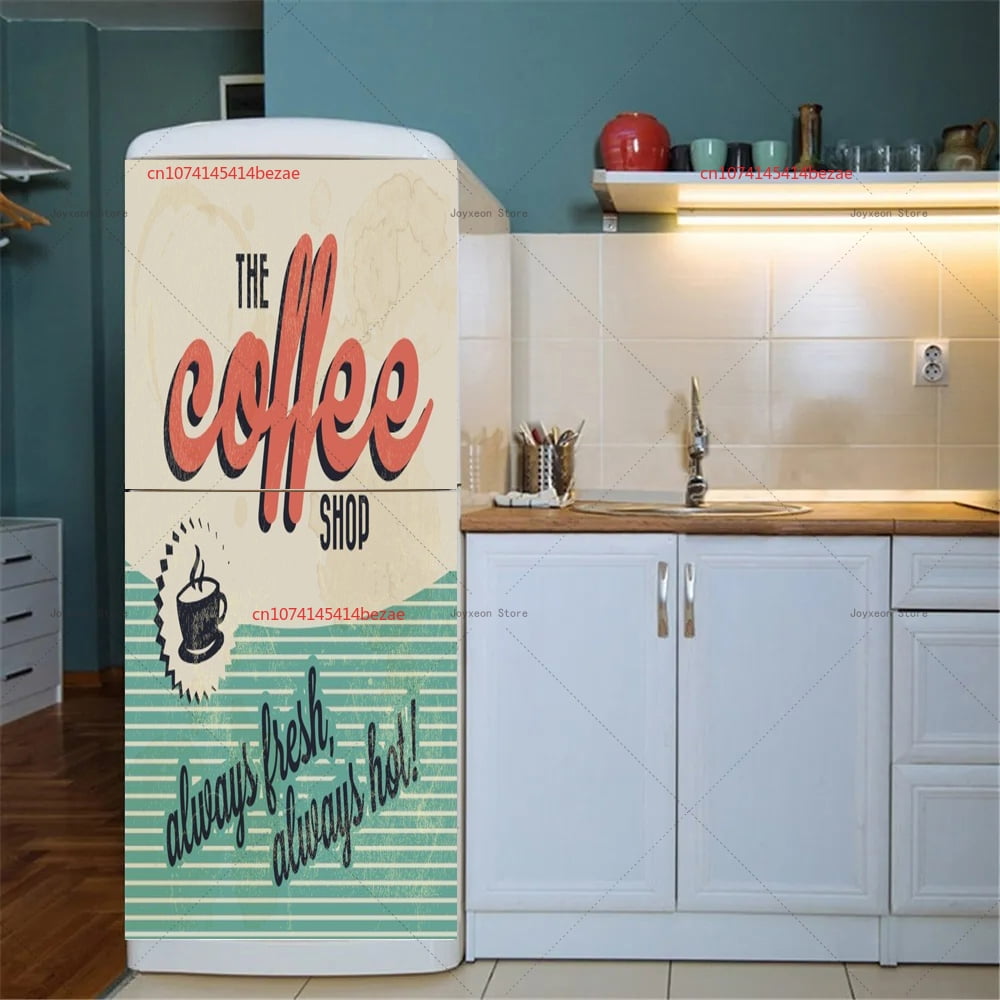 Retro Coffee Graffiti Poster Refrigerator Sticker PVC Home Kitchen ...