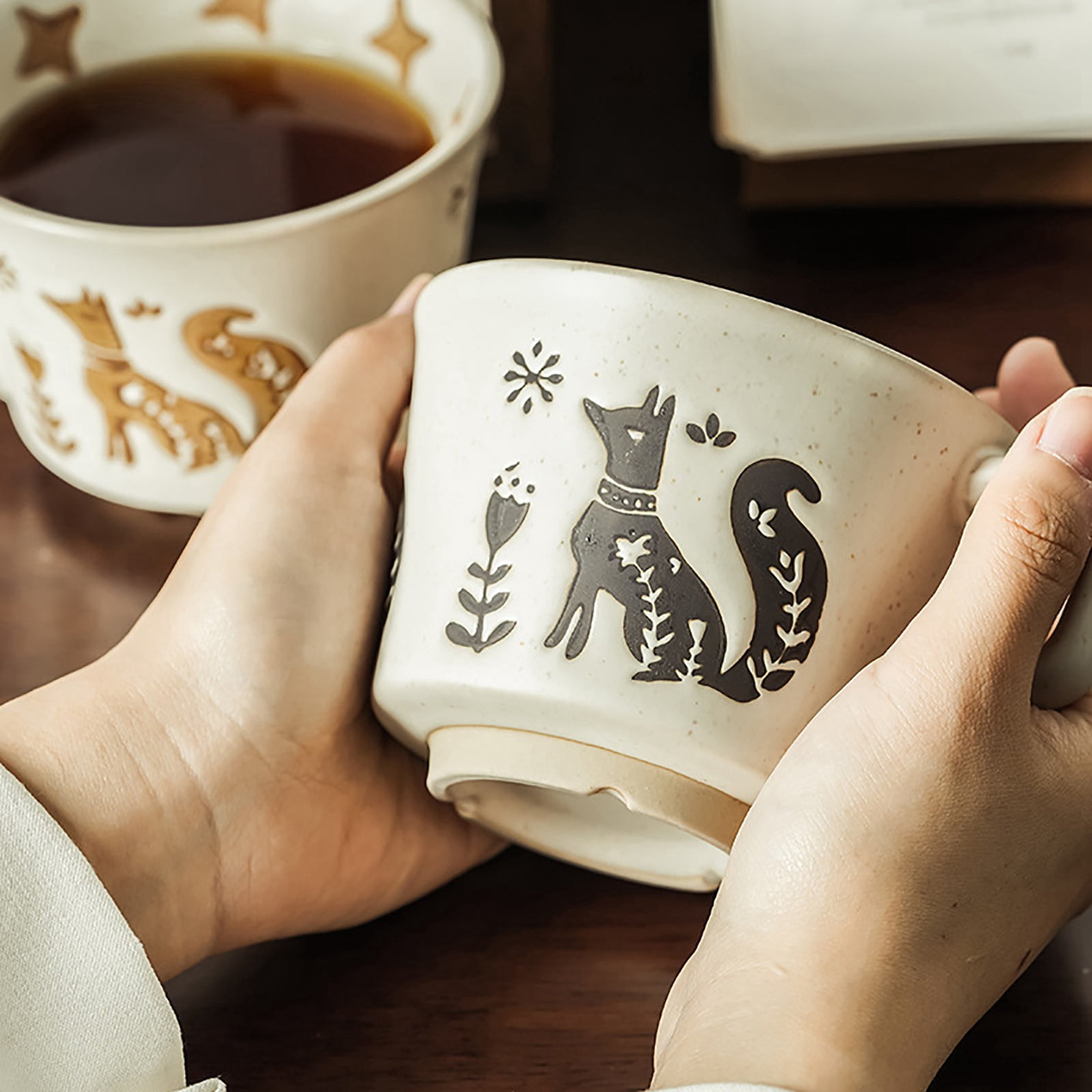 Retro Coffee Mug Ceramic Coffee Mug Ceramic Breakfast Cup Handcrafted ...