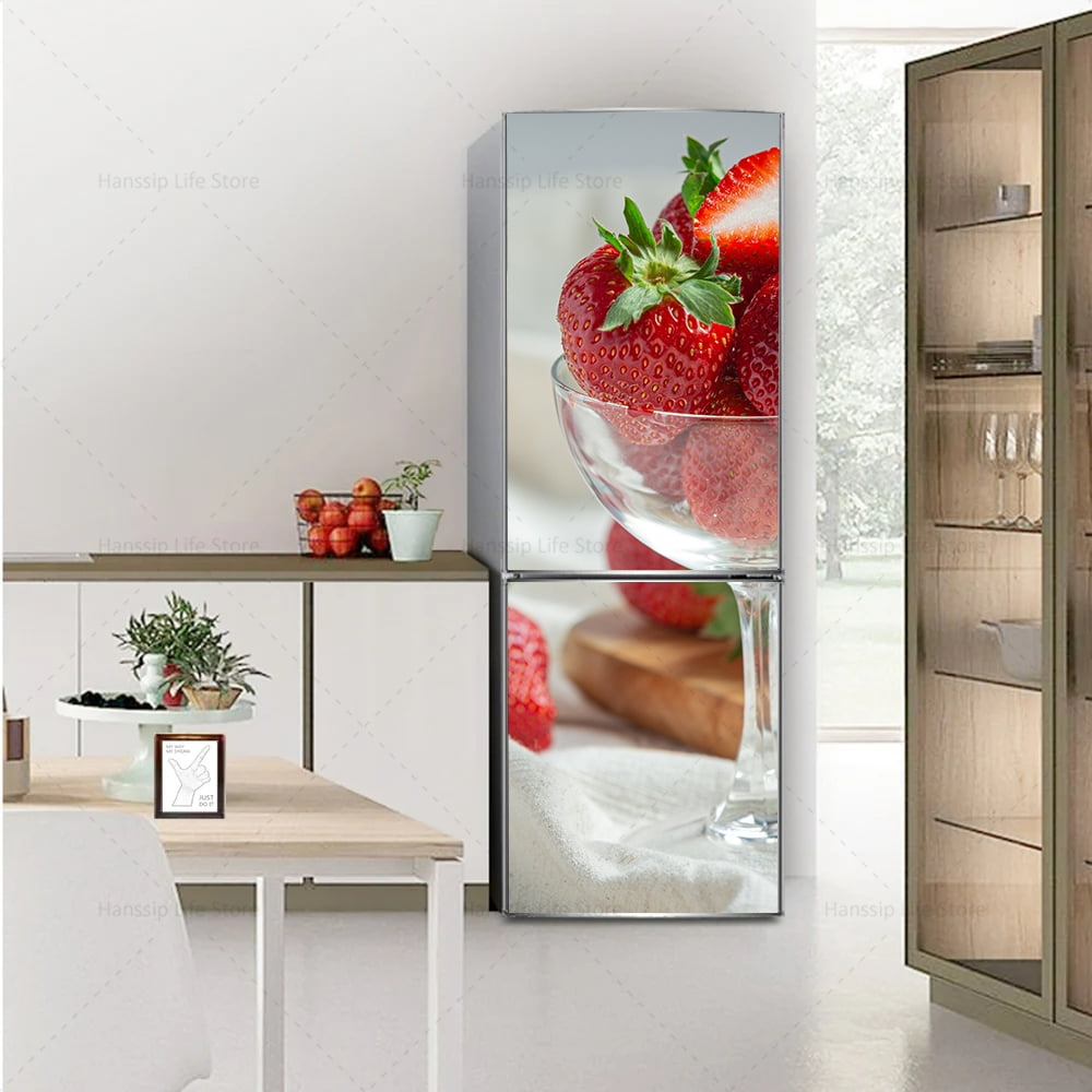 Retro Coffee Poster Fridge Door Wrap Mural Decals Waterproof Kitchen ...