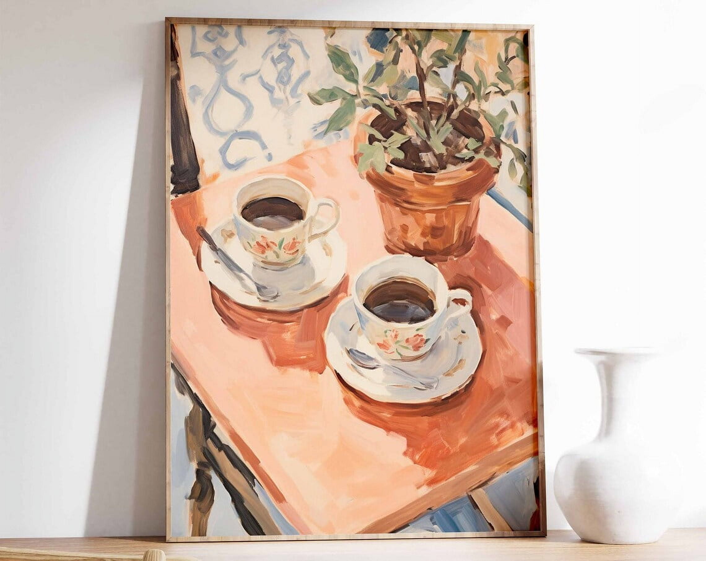 Retro Coffee Print, Vintage Floral Coffee Illustration Poster, Food ...