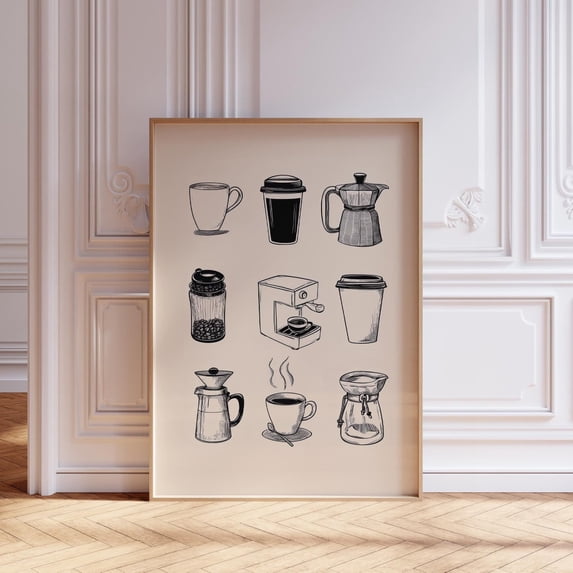 Retro Coffee Print Wall Art Coffee Art Print Coffee Poster Minimalist ...
