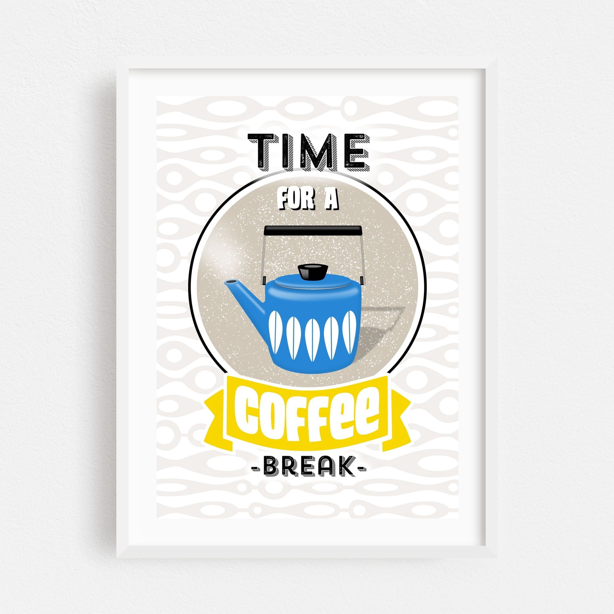 Retro Coffee Wall Art Quote // Time For a Coffee Break Typography ...