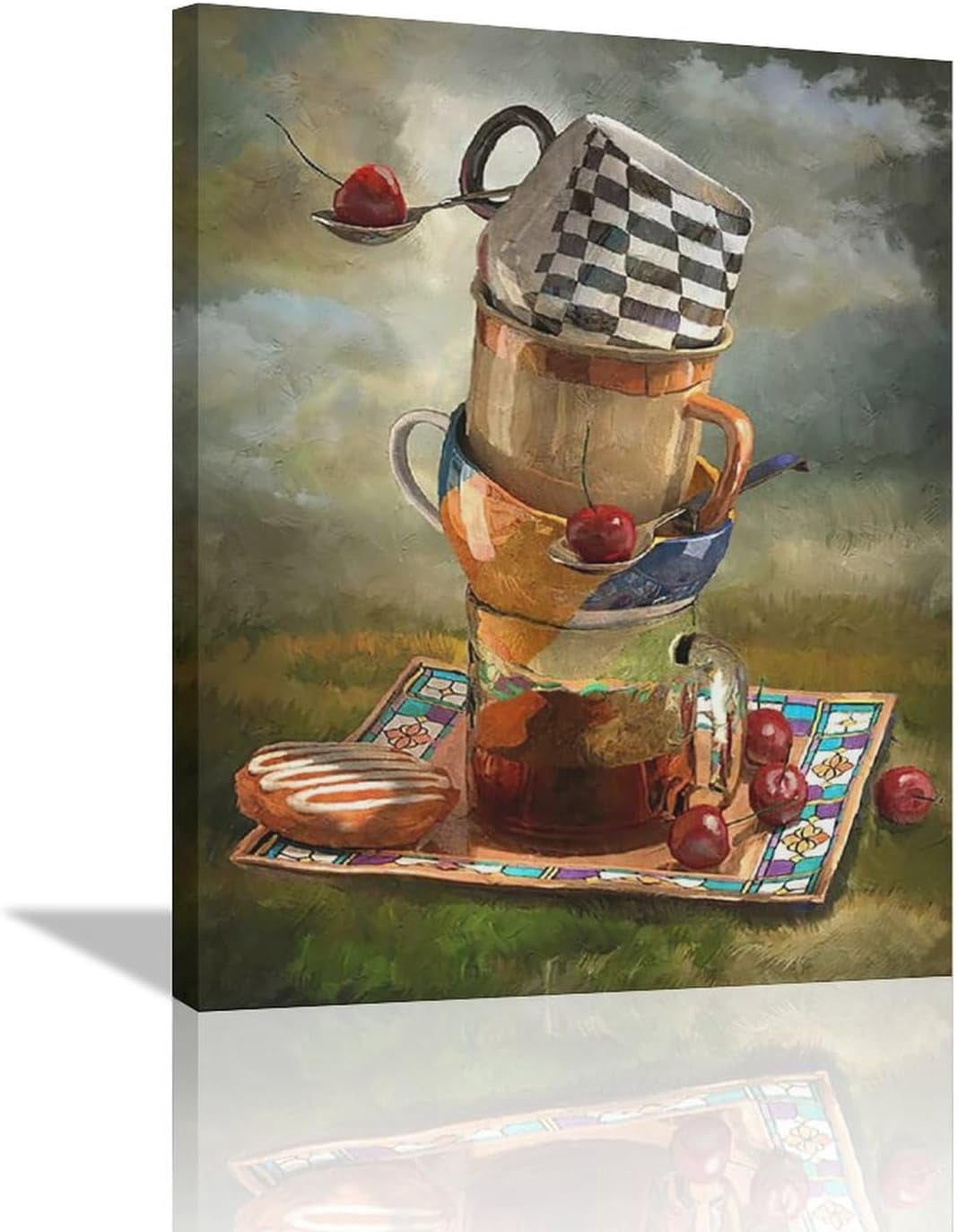 Retro Coffer Afternoon Tea Kitchen Decor Wall Art Picnic Painting ...