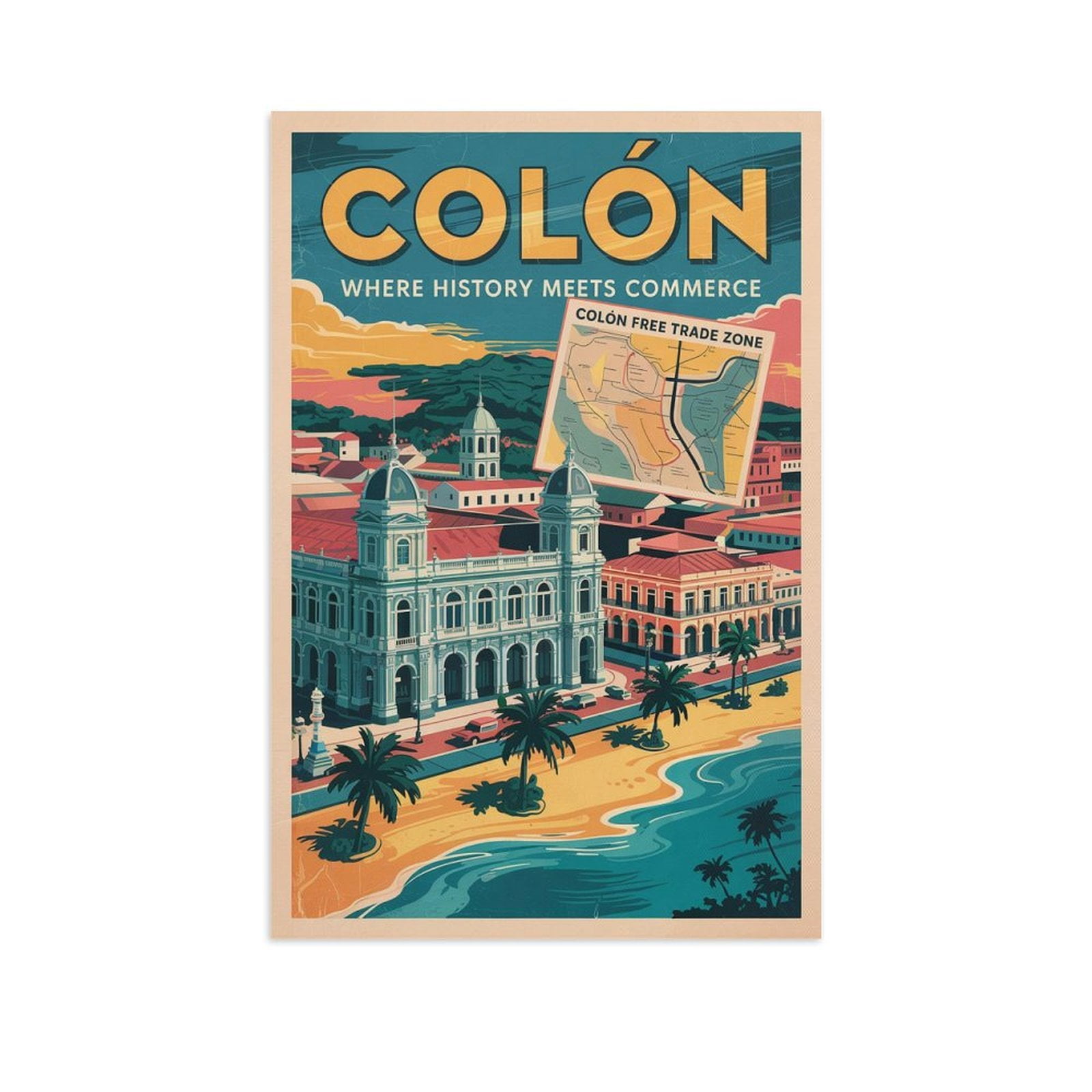 Retro Colon Poster Vintage Panama Tourism Art for Walls Print Poster ...