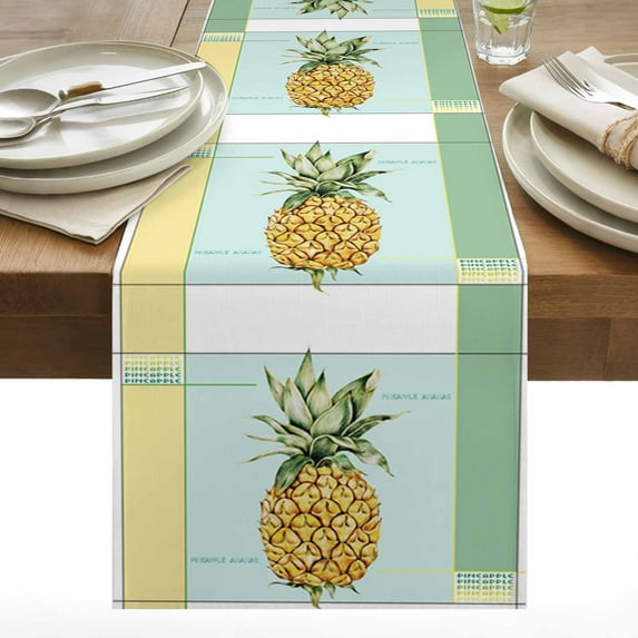 Retro Colorful Table Runner 13x60 inch Pineapple Gradient Color Block ...