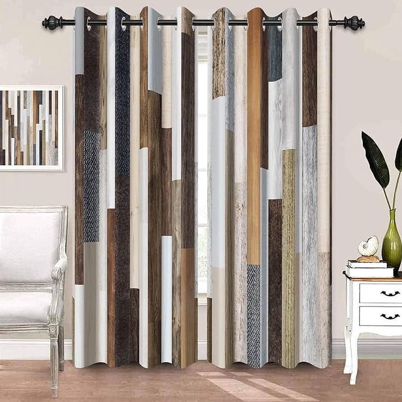 Retro Colorful Wooden Curtains Rural Farmhouse Cabin Style Old Wood ...