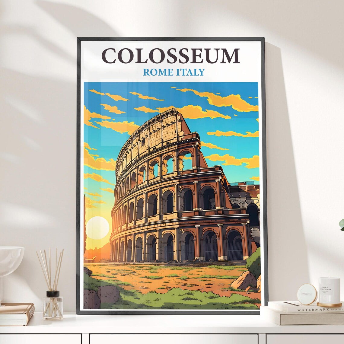 Retro Colosseum In Rome Italy Travel Art Print Or, Ancient Roman ...