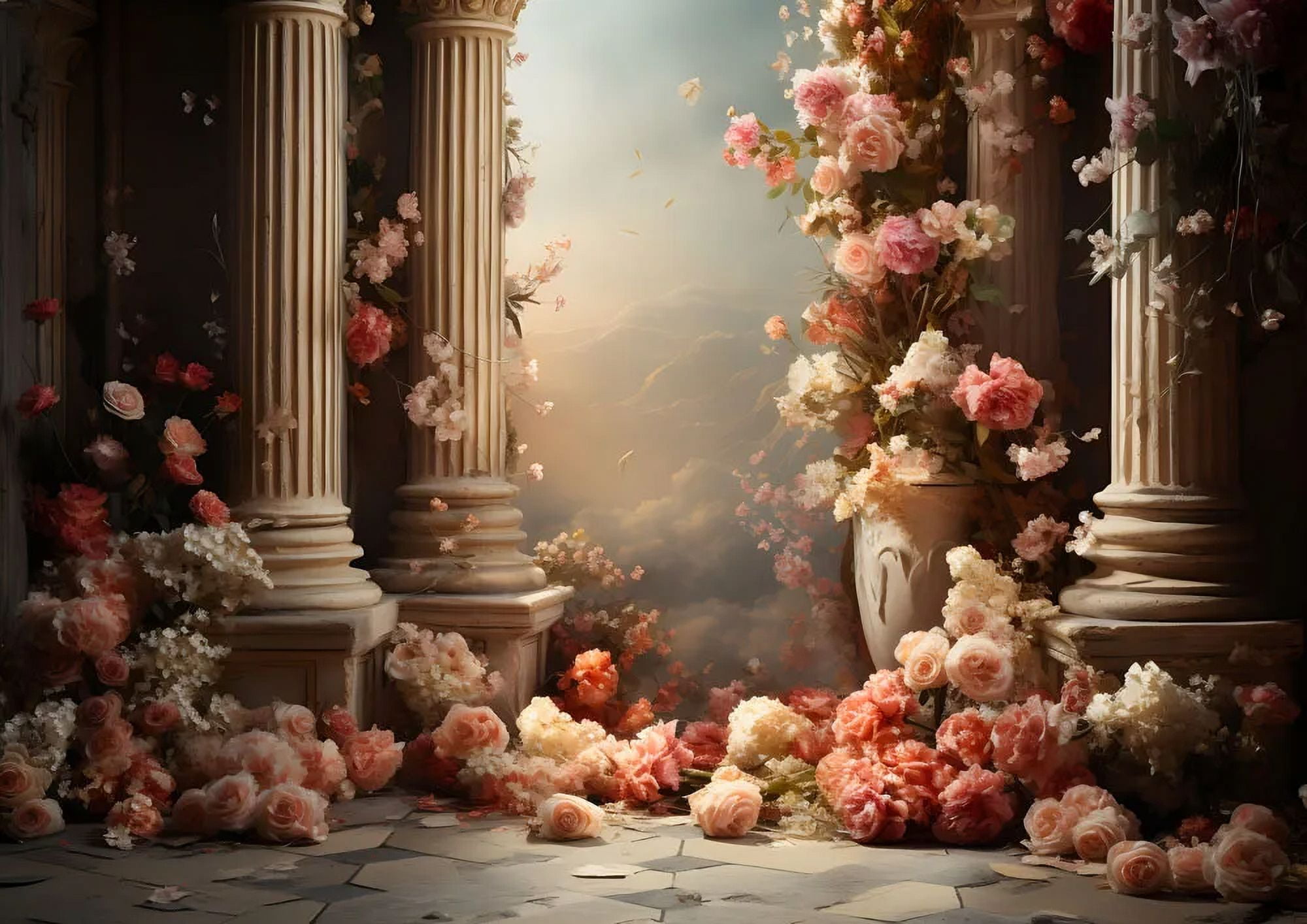 Retro Columns Floral Window Adult Birthday Wedding Maternity Portrait r ...