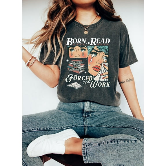 Retro Comfort Born To Read Bookish Shirt, Funny Reader Book Addict Tee ...