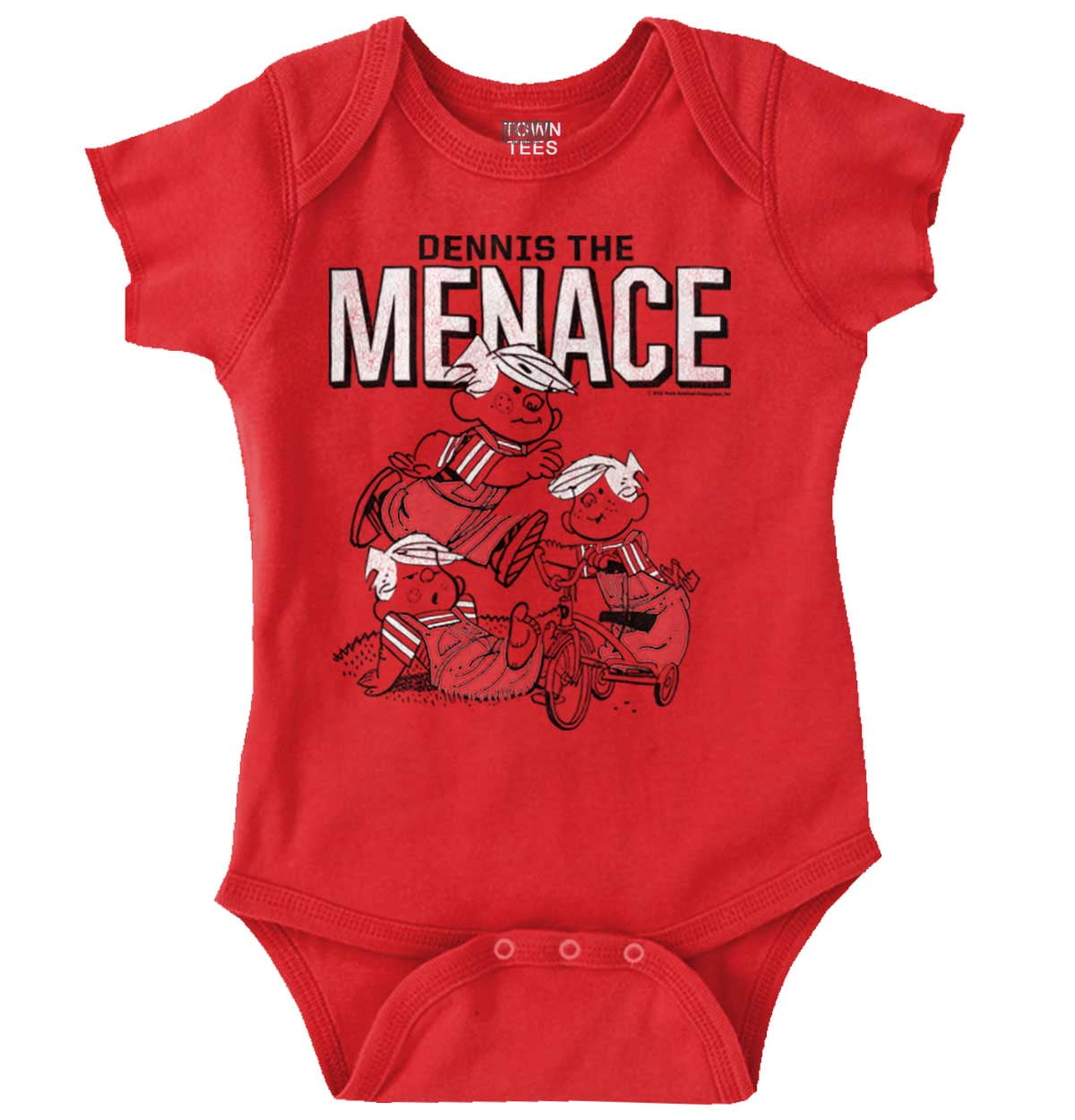 Retro Comic Dennis The Menace Romper Boys or Girls Infant Baby Brisco ...