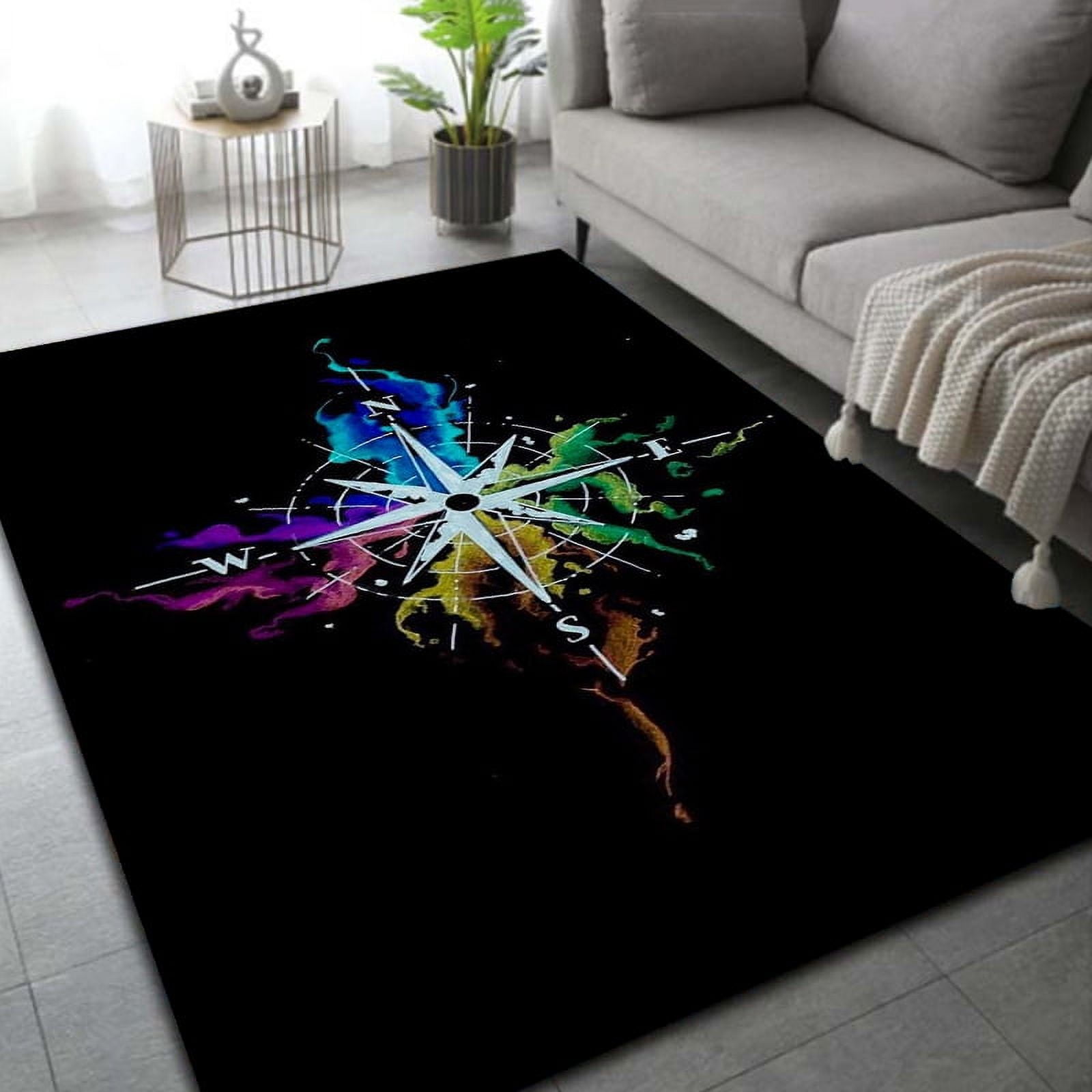 Retro Compass Map World Map Area Rug Carpet Rug for Living Room Bedroom ...