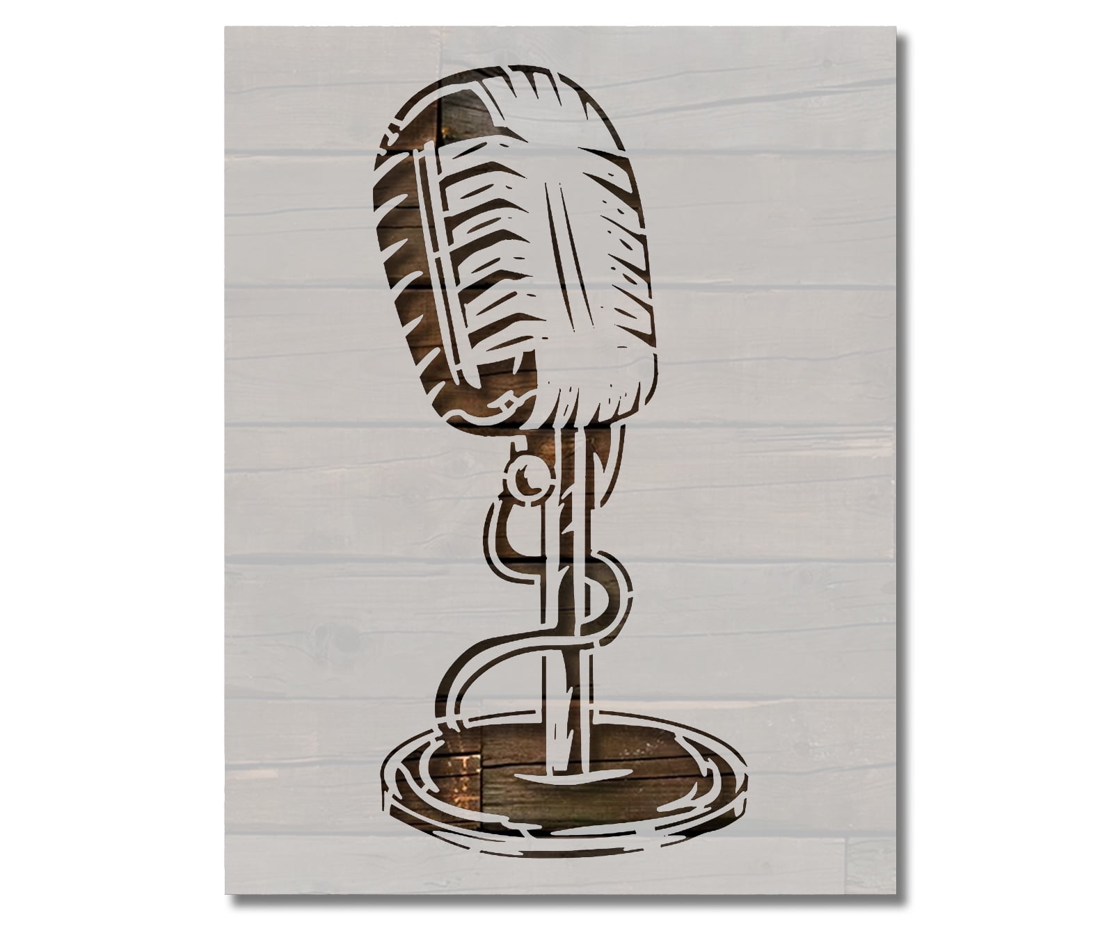 Retro Condenser Microphone Radio DJ Stencil Template Reusable 8.5 x 11 ...