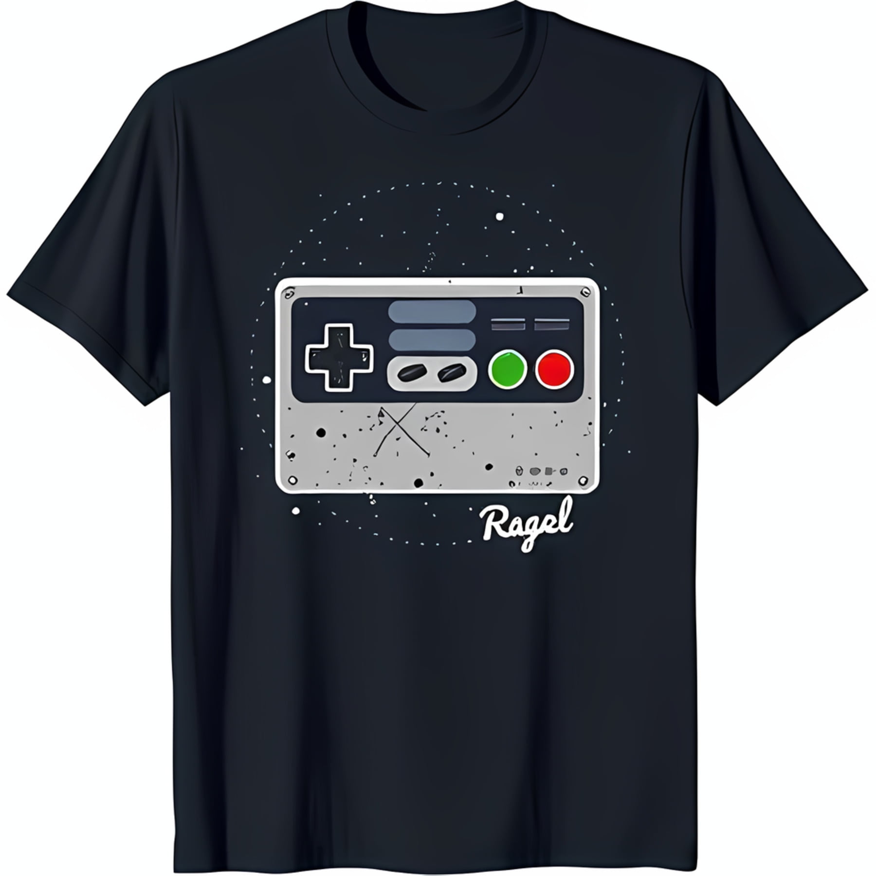 Retro Controller T-Shirt with Starry Dot Design Black Tee - Walmart.com