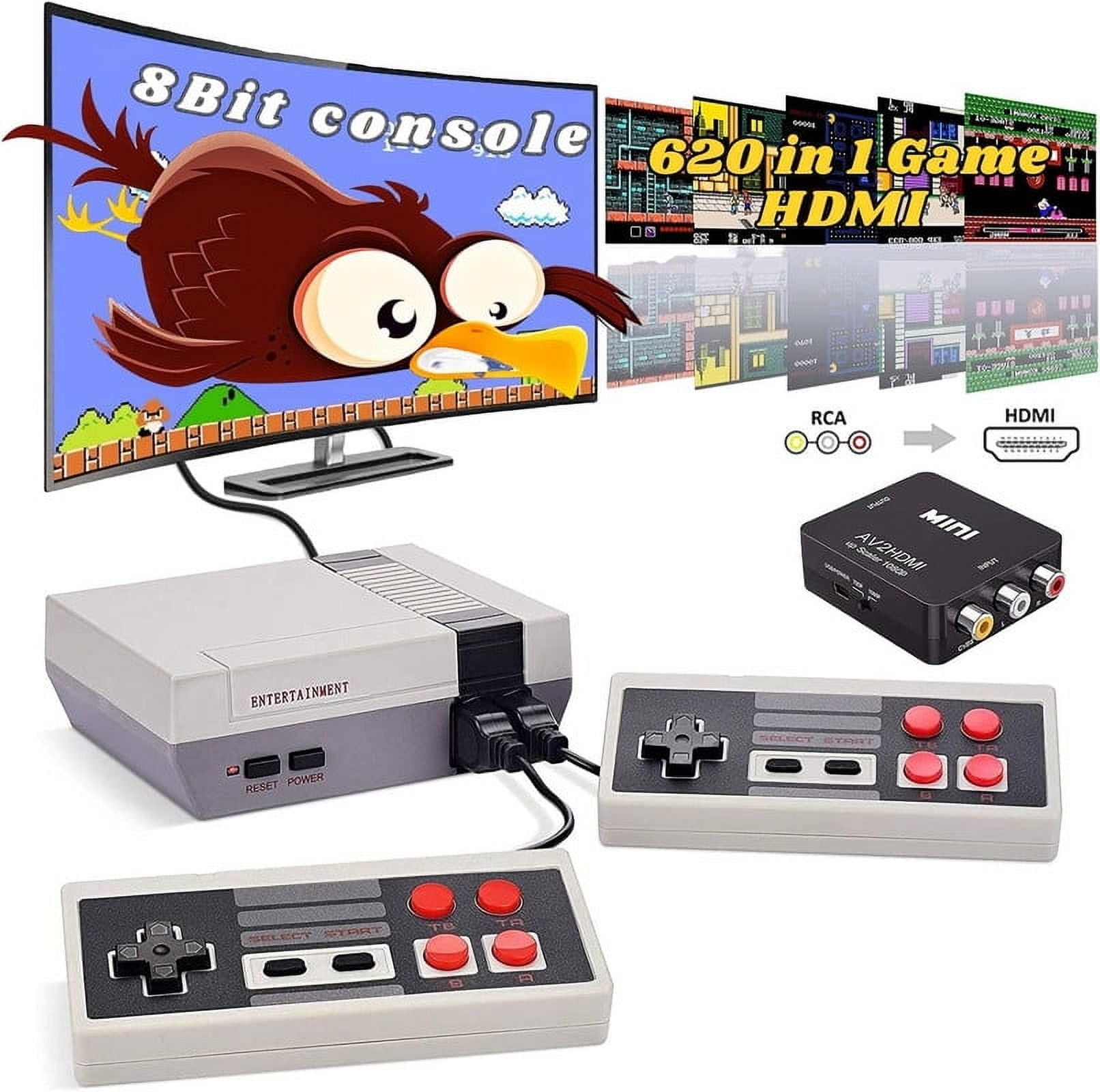 ETCEO Retro Game Console, 620 Built-in Classic Games, 2 Controllers ...