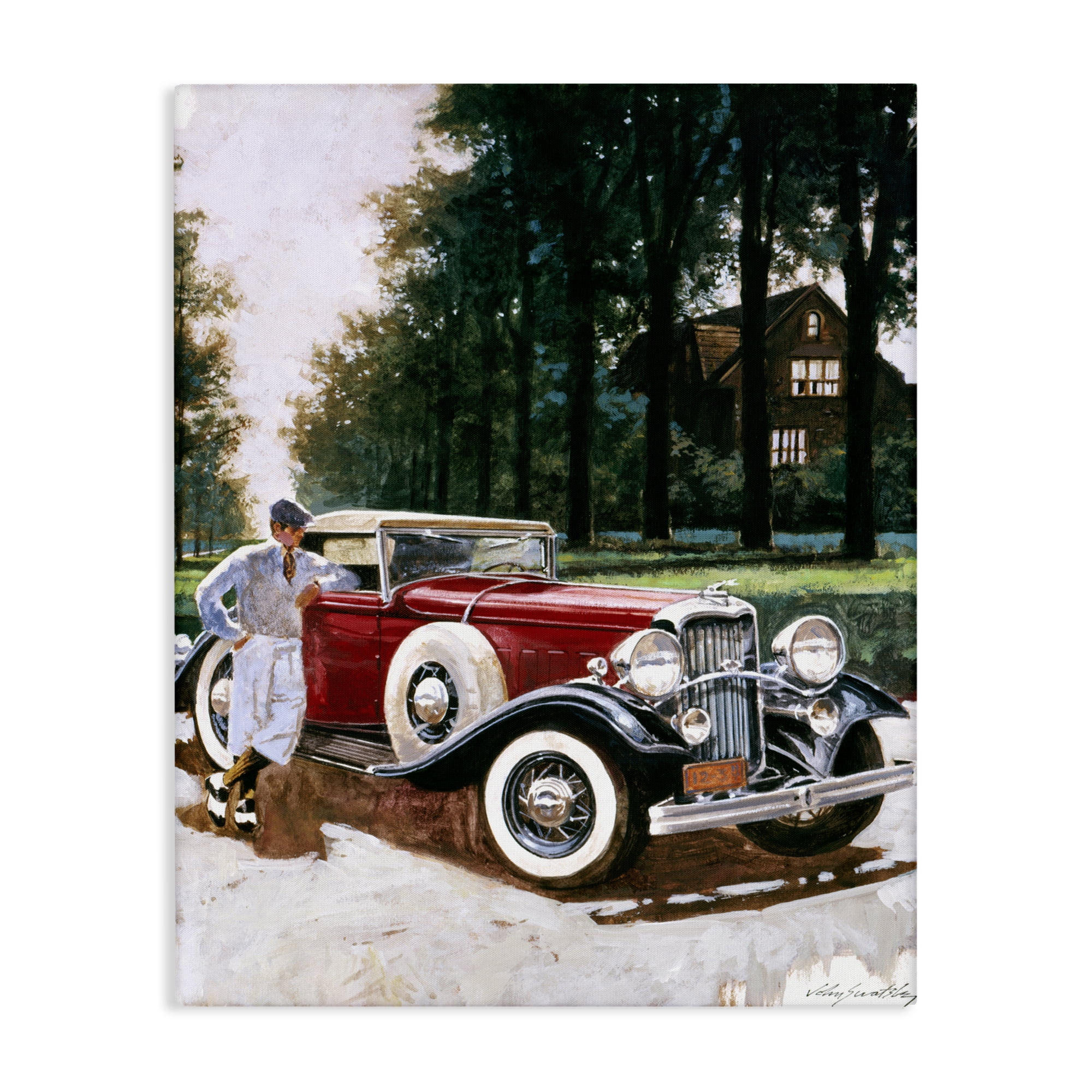 Retro Convertible Coupe & Driver Canvas Wall Art, design by Wind River ...