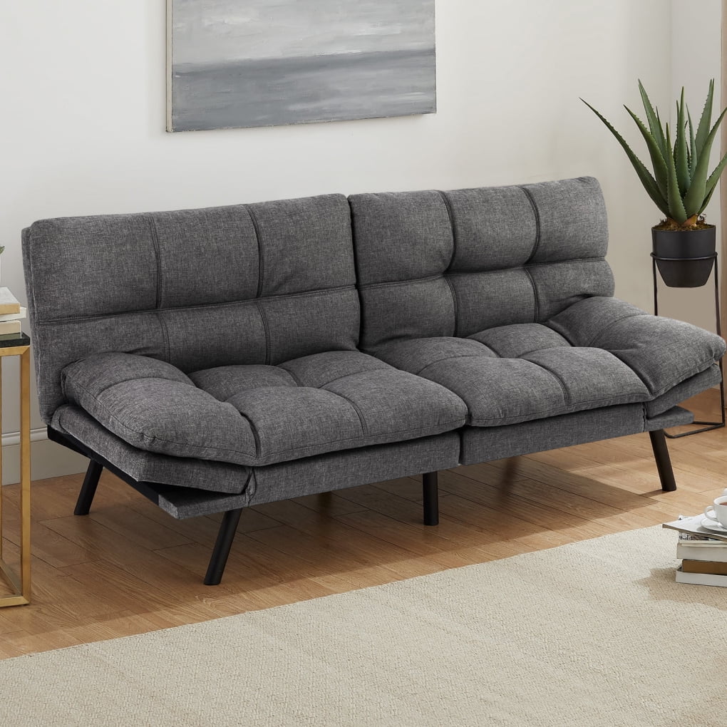 Retro Convertible Futon Sofa Bed, Sleeper Convertible Loveseat Couch ...