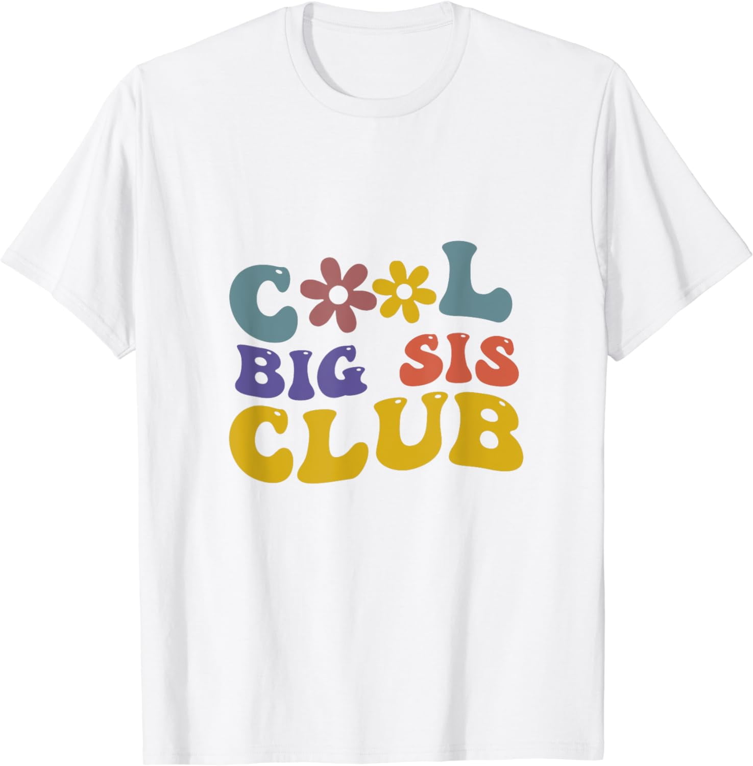 Retro Cool Big Sis Club Floral Big Matching Family Sister T-Shirt ...