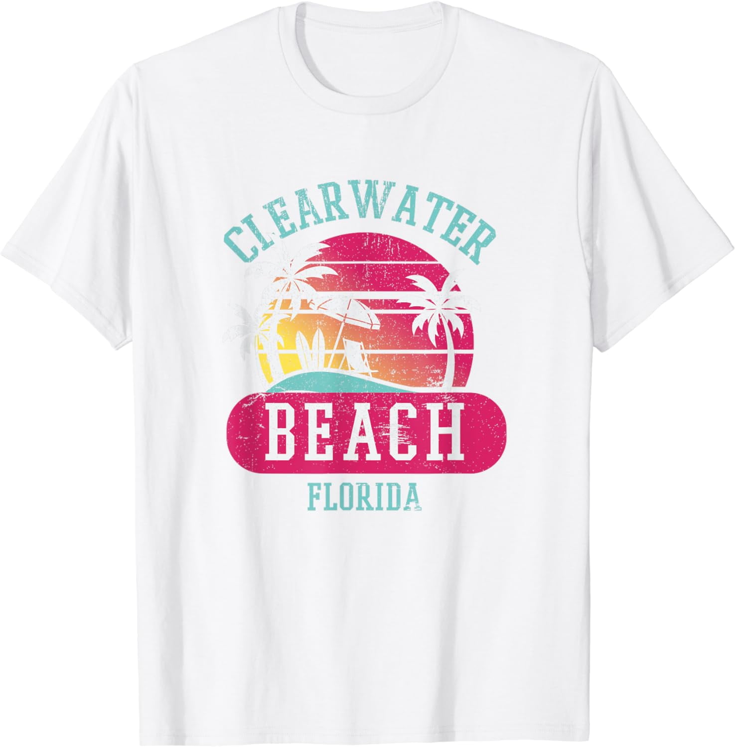 Retro Cool Clearwater Beach Original Florida Sunset Beaches T-Shirt ...