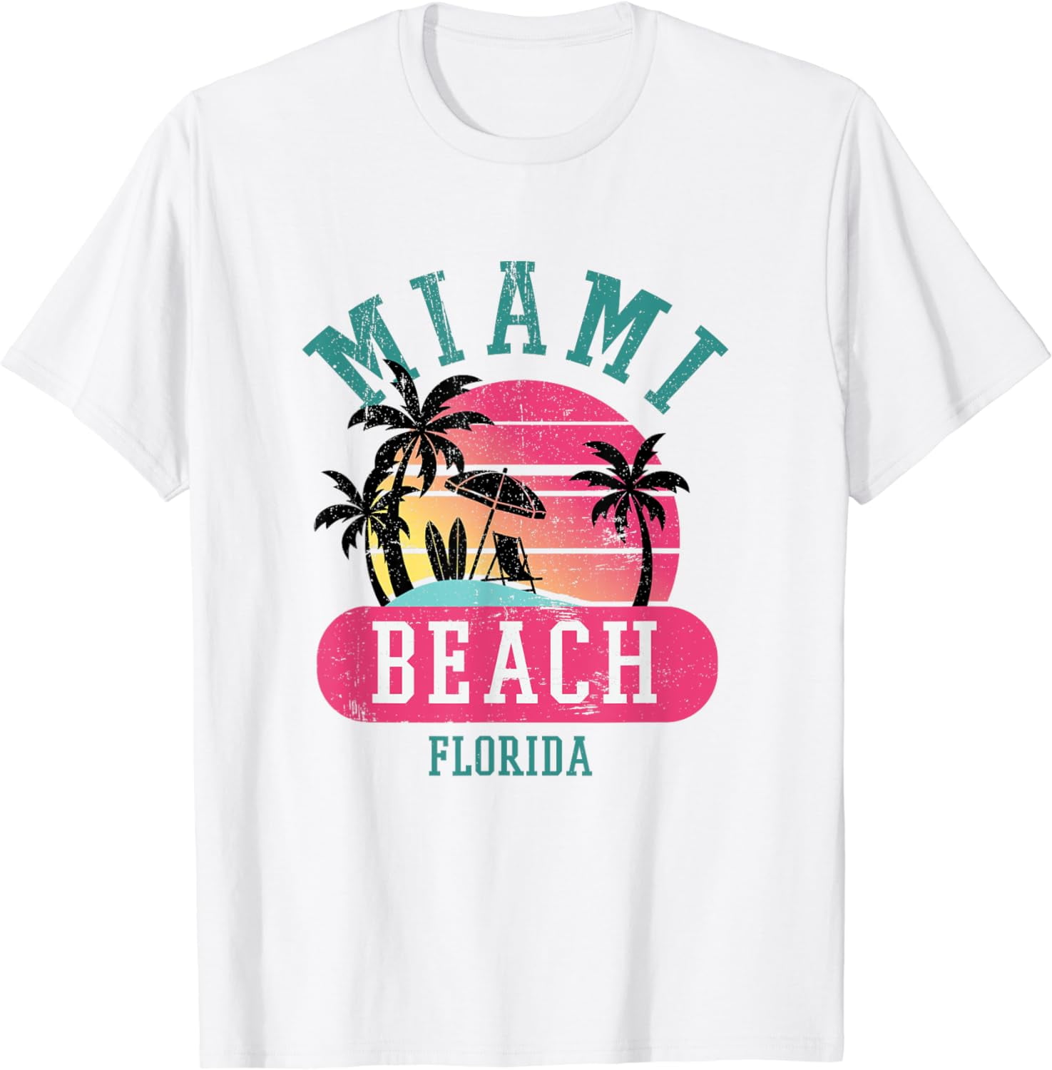 Retro Cool Miami Beach Mens Womens Florida Beaches Tee Shirt - Walmart.com