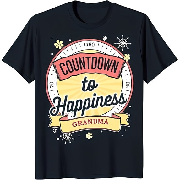 Retro Countdown Clock Graphic Blue T-Shirt 'Countdown to Happiness ...