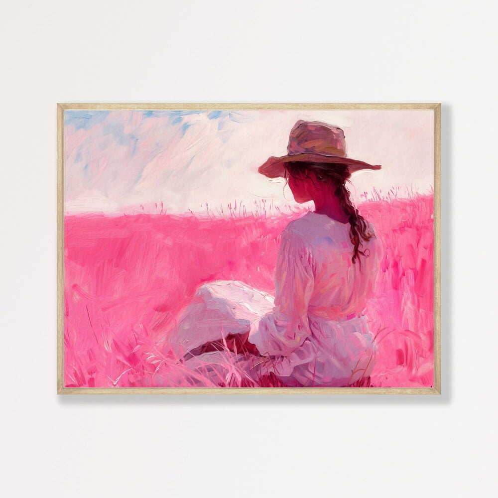 Retro Country Girl Wall Art Vintage Pink Portrait Painting Trendy ...