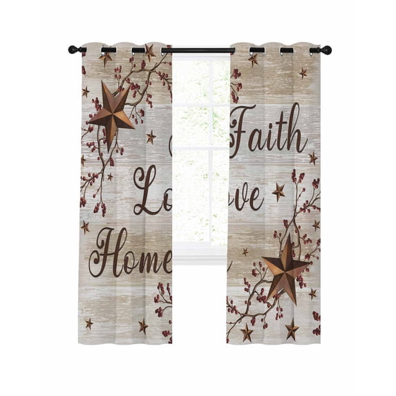 Retro Country Stars Blackout Curtains 63 Inch Length Faith Love Home ...