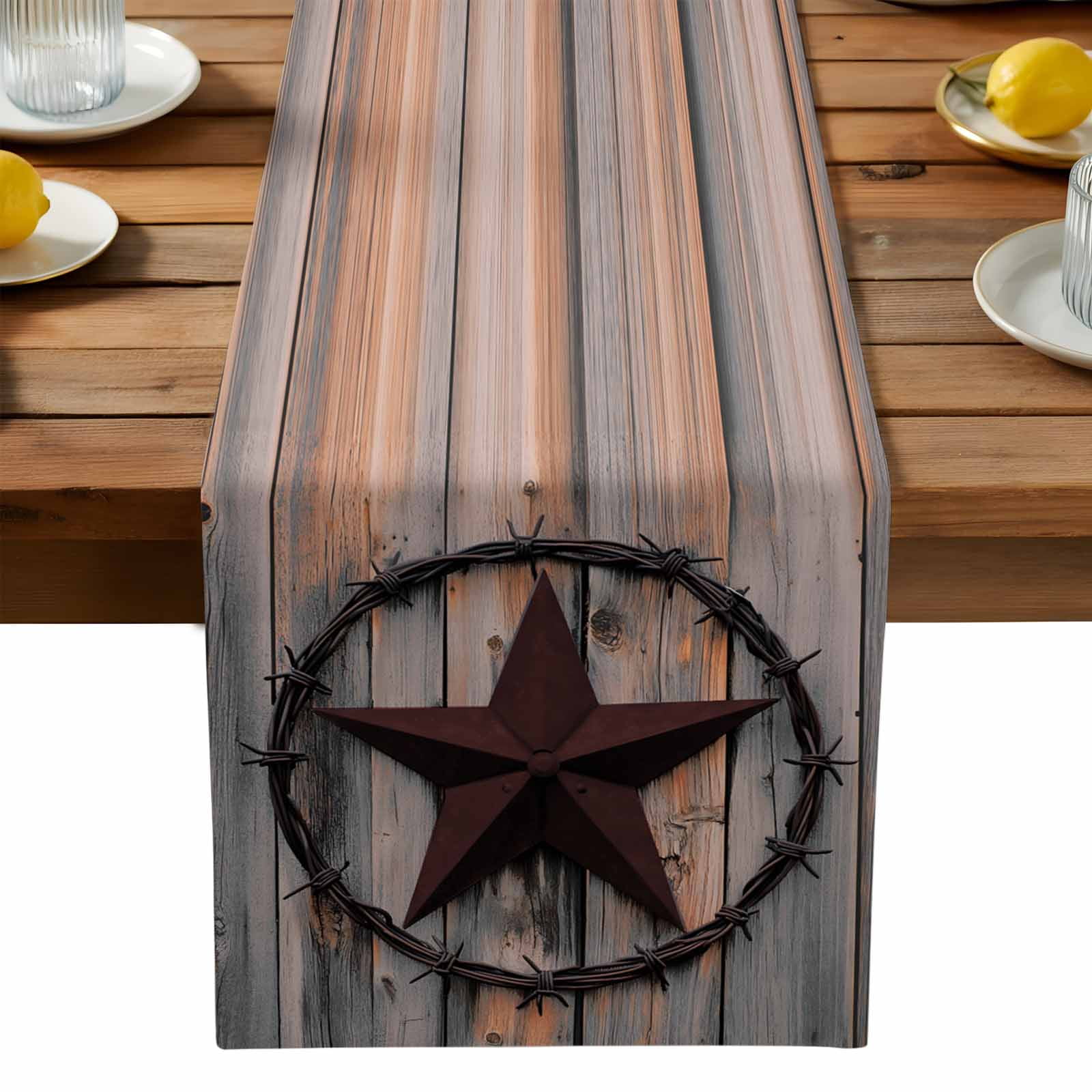 Retro Country Texas Western Star Table Runners 13x90 Inches Long Linen ...