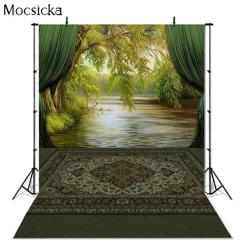 Retro Country Trail Photography Background Spring Green Field ...