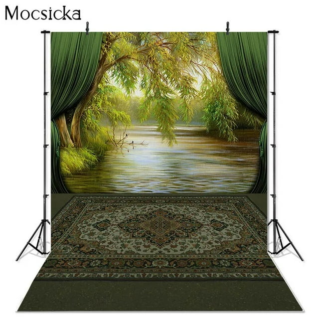 Retro Country Trail Photography Background Spring Green Field ...