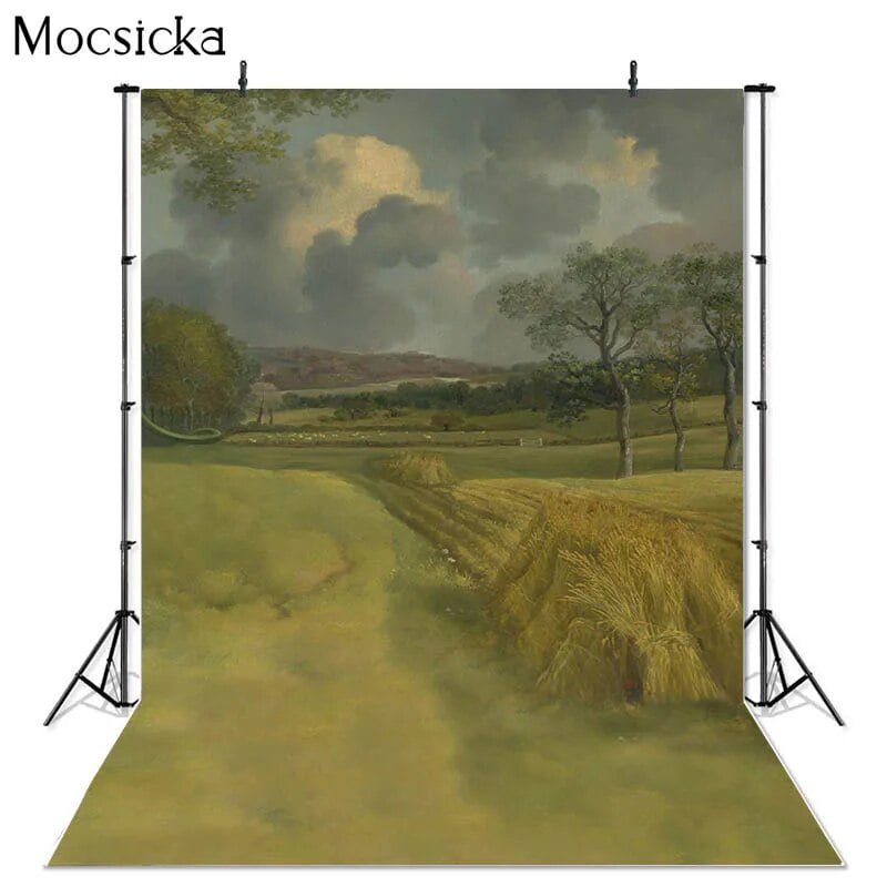 Retro Country Trail Photography Background Spring Green Field ...