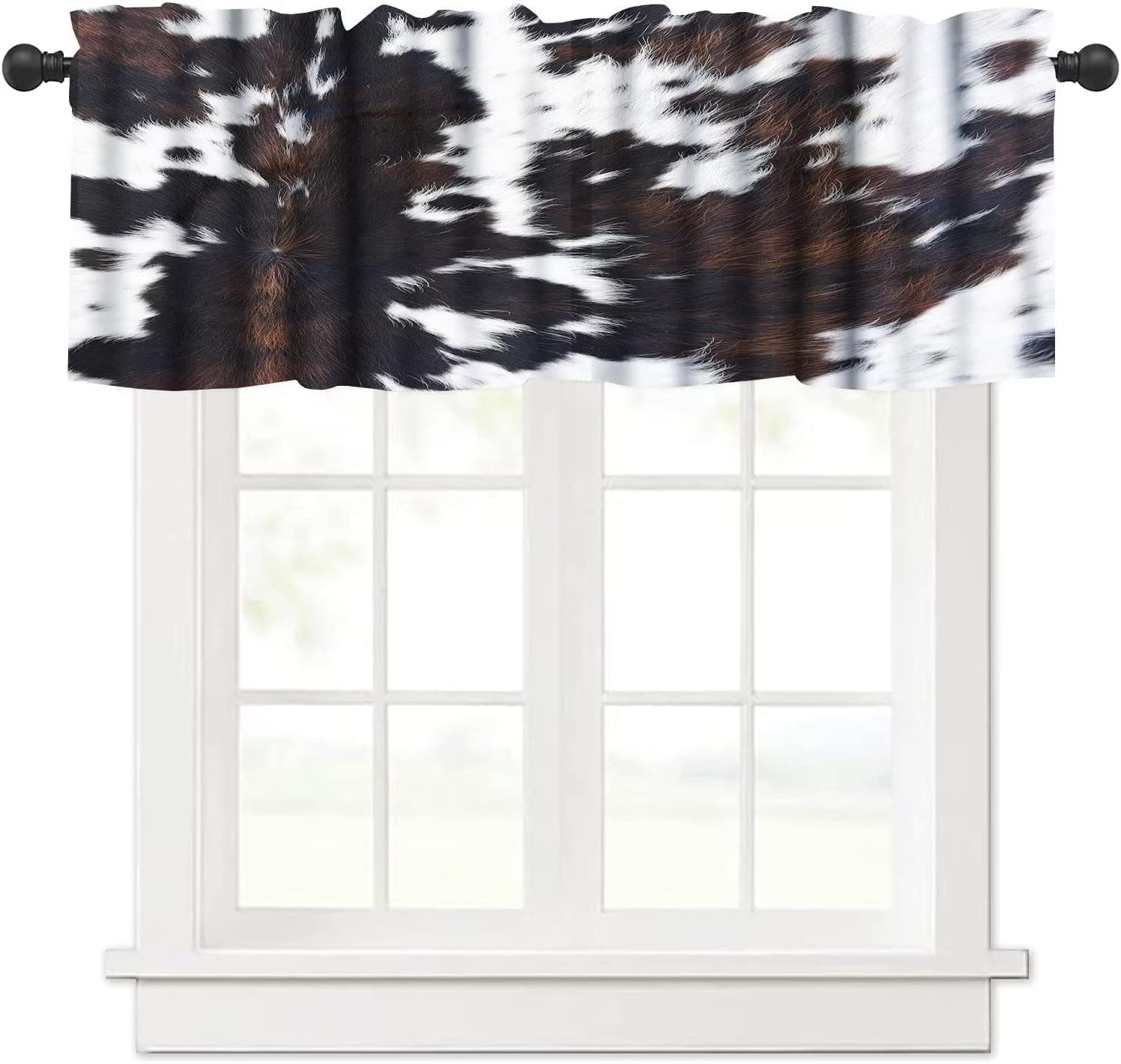 Retro Cow Print Valances Curtain Farmhouse Animal Skin Print Kitchen ...