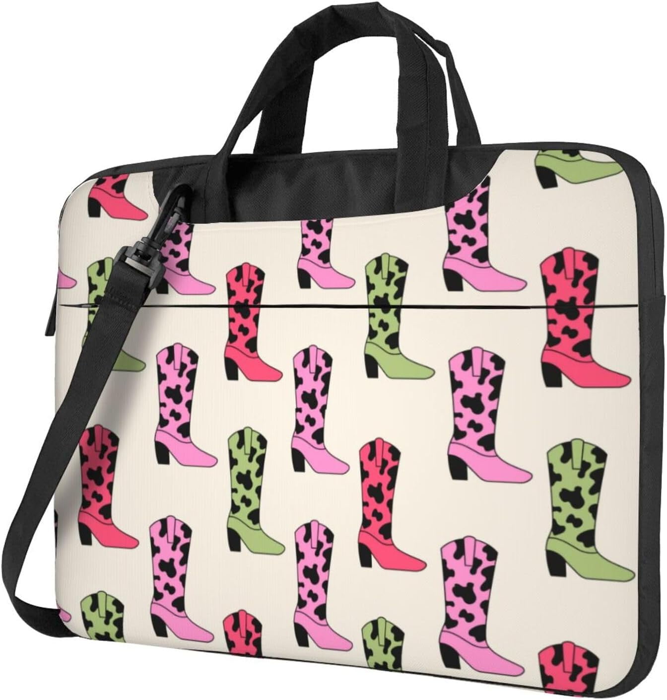 Retro Cowboy Boots Cow Print Laptop Tote Bag For Women Men- Laptop Case ...