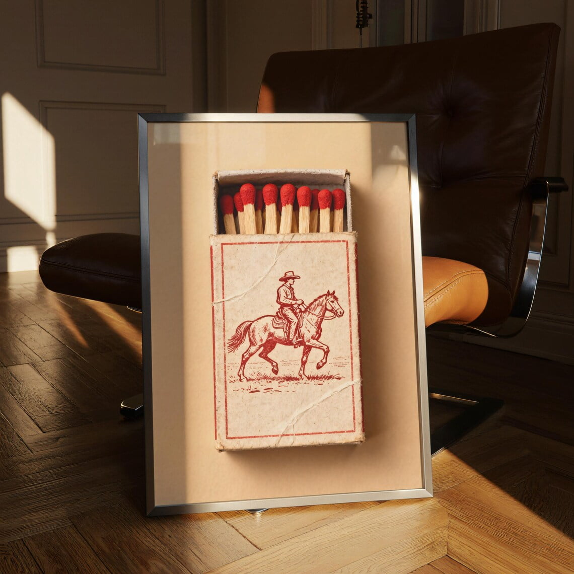 Retro Cowboy Matchbox, Vintage Western Matchbook Wall Art, Mid-Century ...