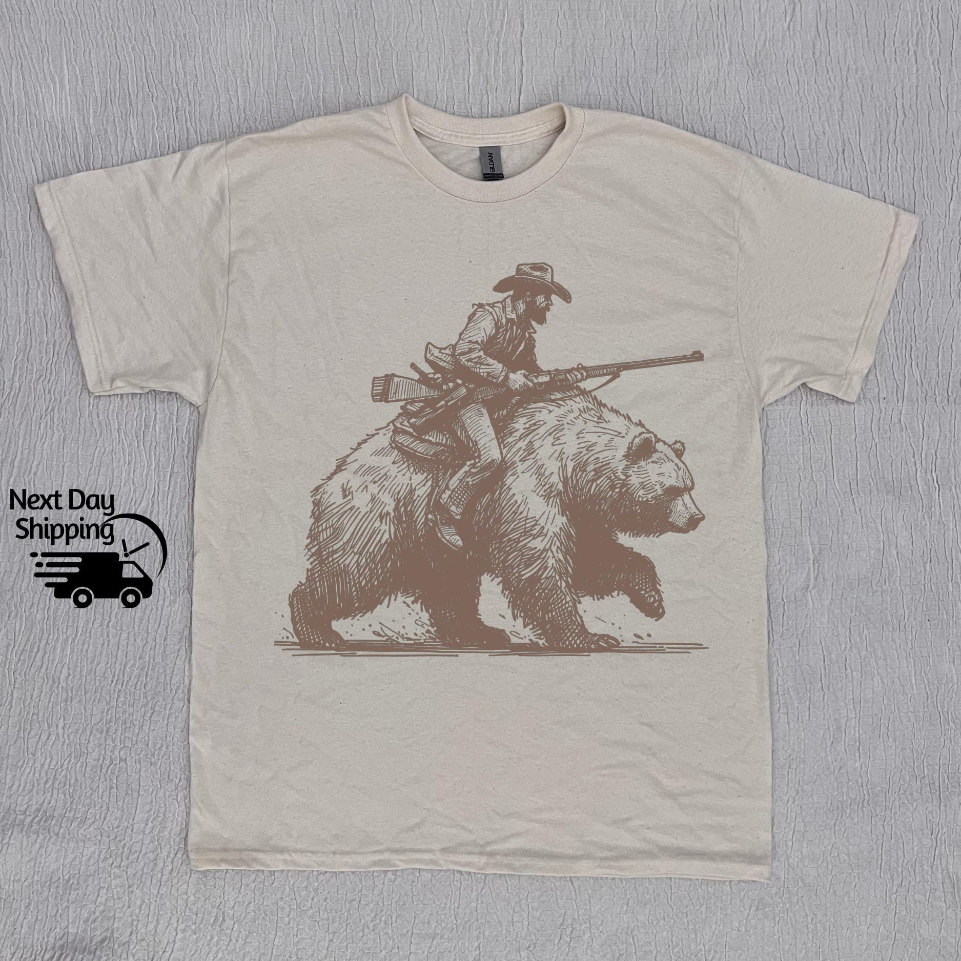 Retro Cowboy Riding Bear 90s Graphic Shirt, Cowboy And Bear T-Shirt ...