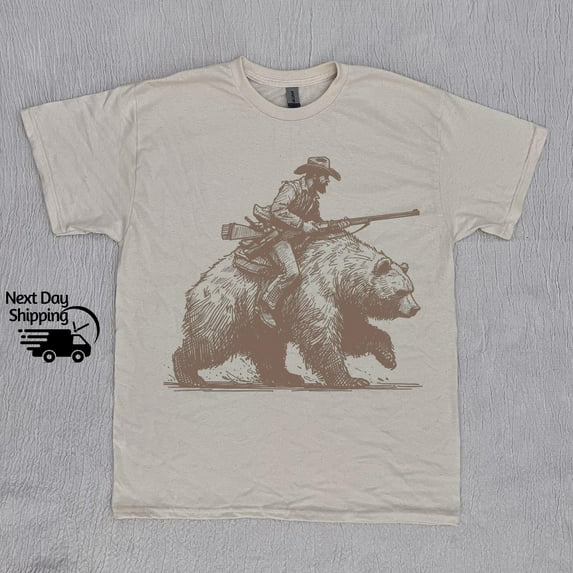 Retro Cowboy Riding Bear 90s Graphic Shirt, Cowboy And Bear T-Shirt ...