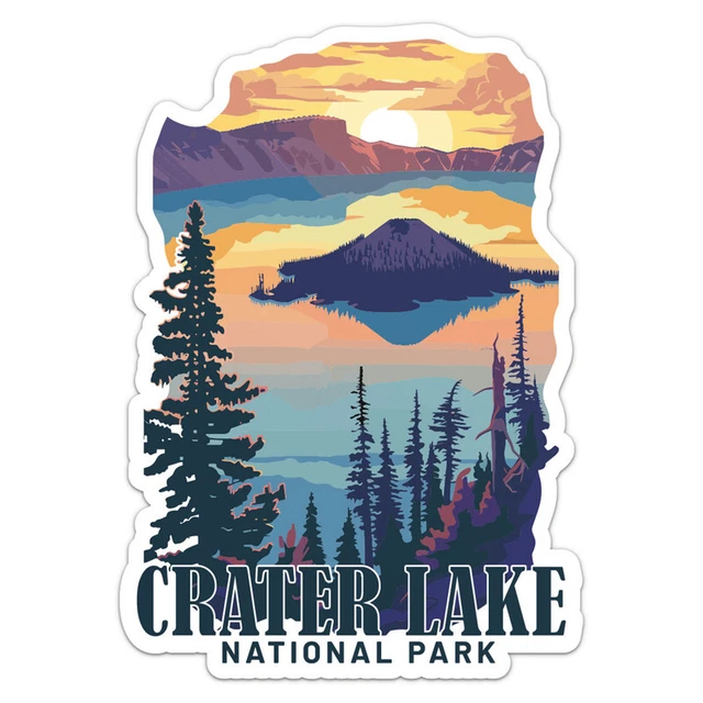 Retro Crater Lake National Park Sticker Phone Decal Water Bottle ...