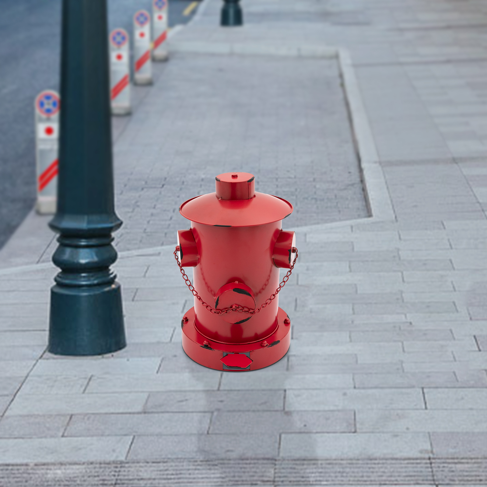 Retro Creative Garbage Can, Red Iron Vintage Trash Can, Pedal Trash Can ...