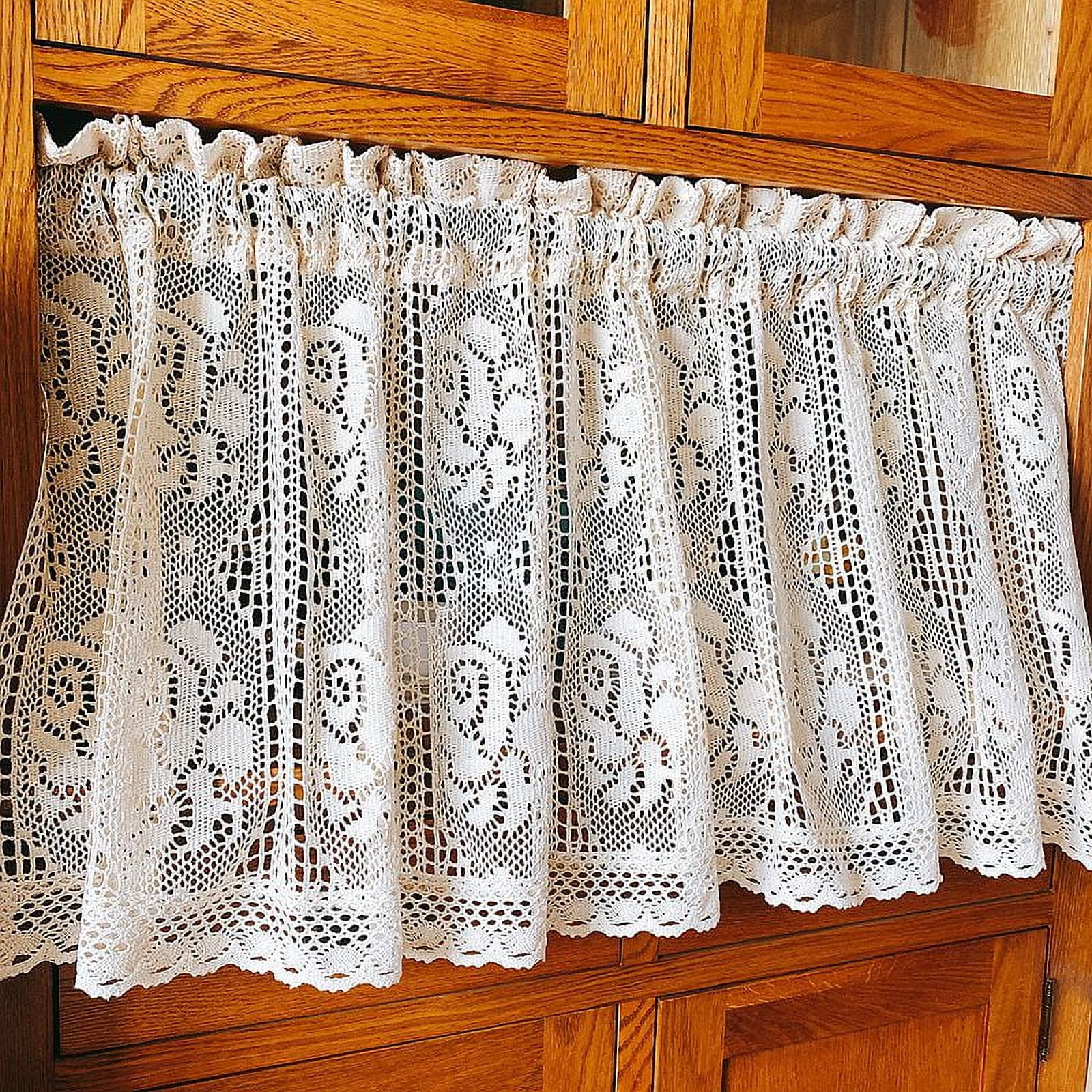 Retro Crochet Curtain Valance for Kitchen Window Farmhouse Short ...