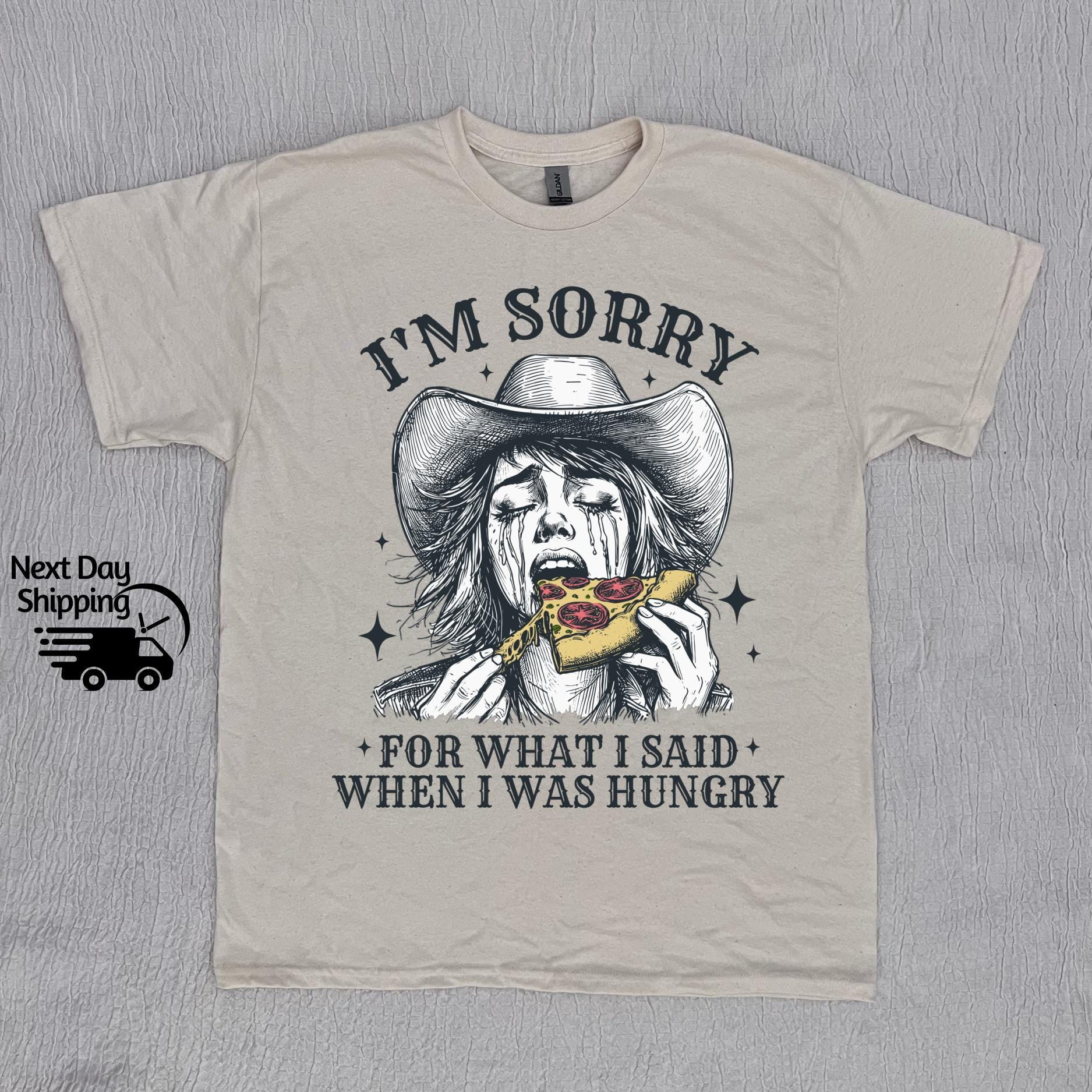 Retro Crying Cowgirl Eat Pizza Shirt, Cowgirl Funny Graphic T-shirt ...