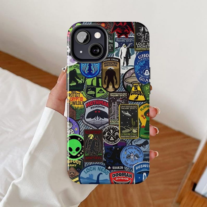 Retro Cryptid Forest Camp Sticker Collage Phone Case for iPhone 11-17 ...