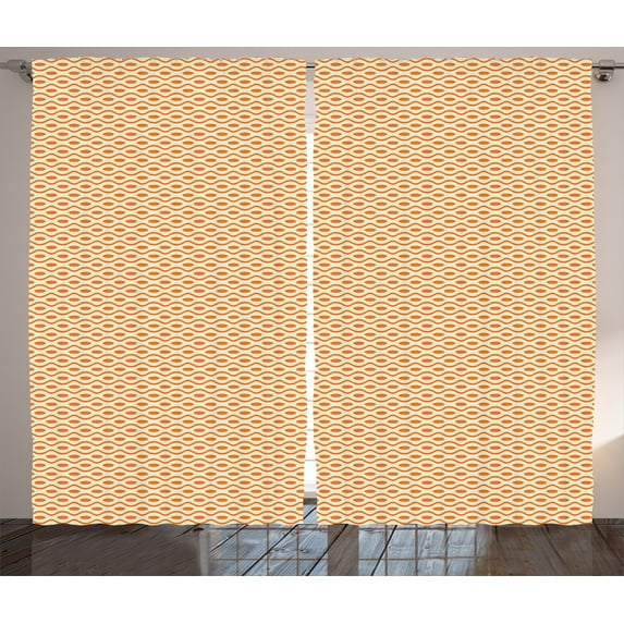 Ambesonne Vintage Curtains 2 Panel Set, Wavy Elliptic Pattern, 108" x ...