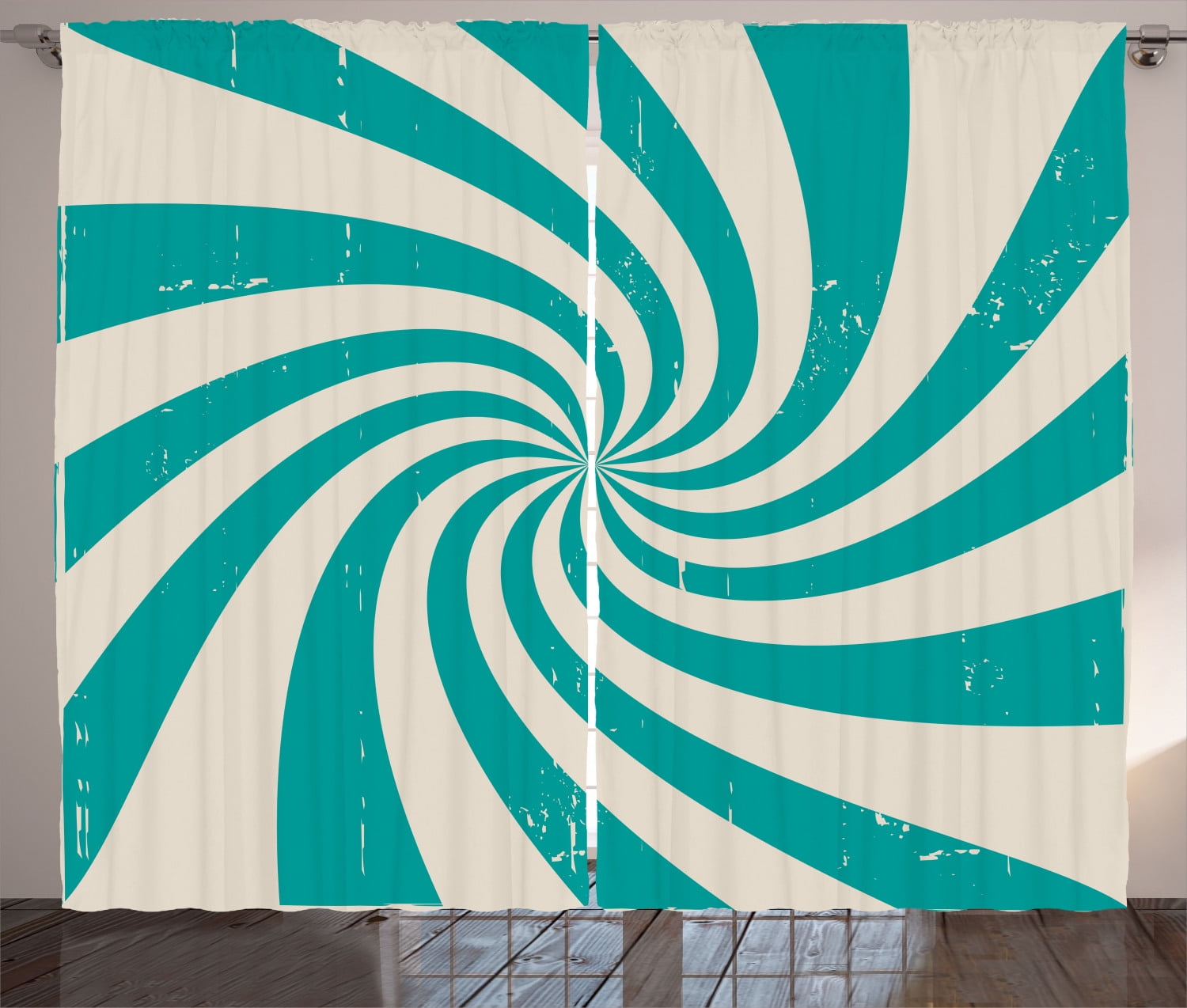 Ambesonne Pop Art Curtains 2 Panel Set, Nostalgic Spiral Colors, 108" x ...