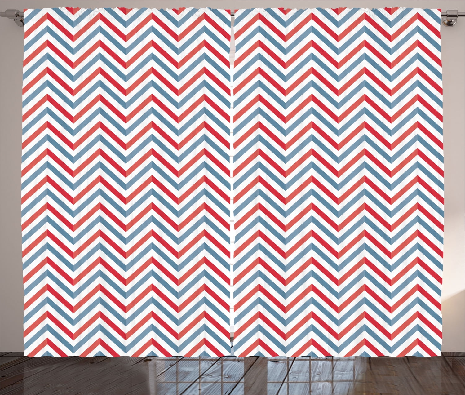 Ambesonne Retro Curtains 2 Panel Set, Pastel Zig Zag Pattern, 108" x 96 ...