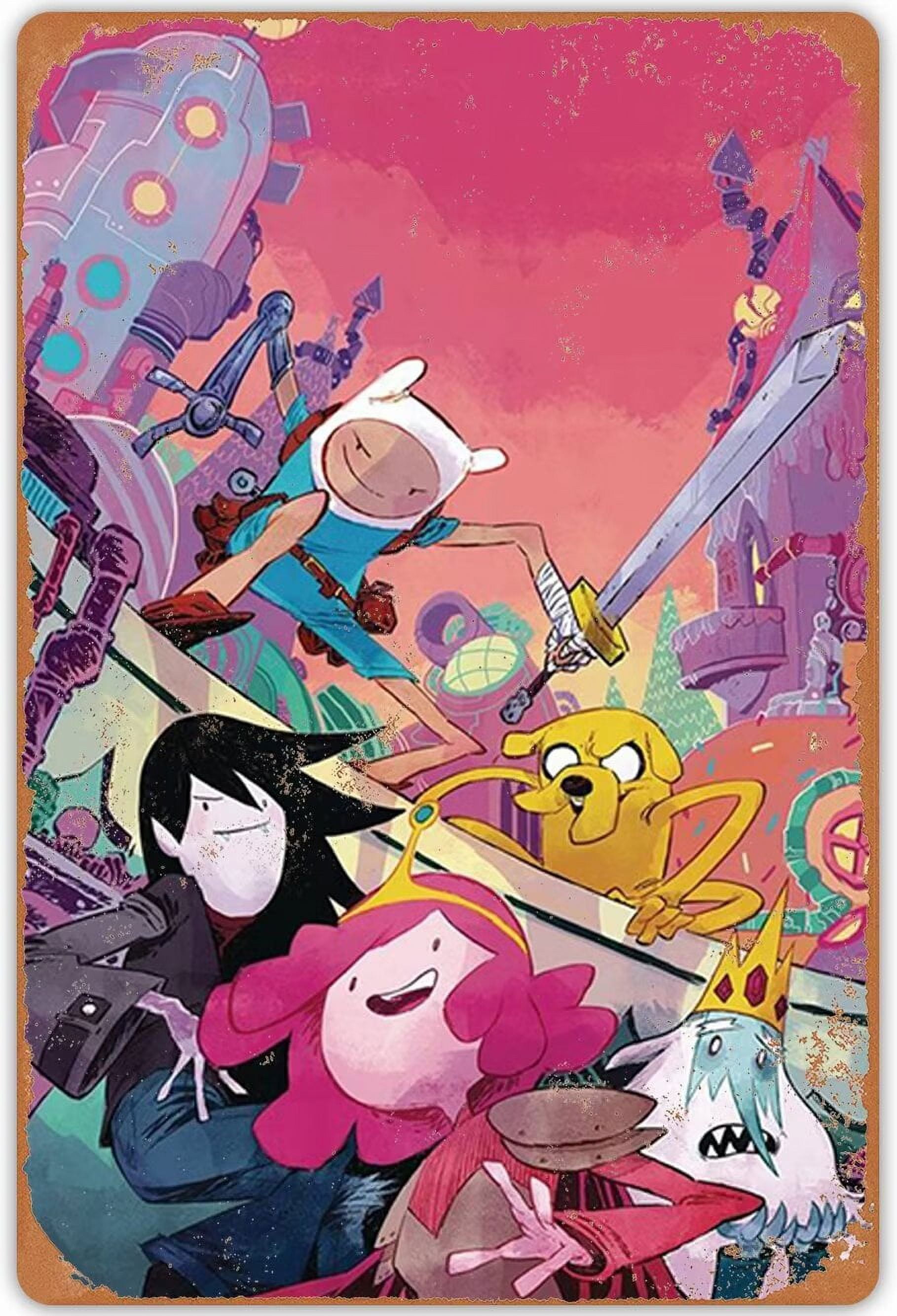 Retro Cute Animation Metal Tin Sign Adventure Time Poster Vintage Metal ...