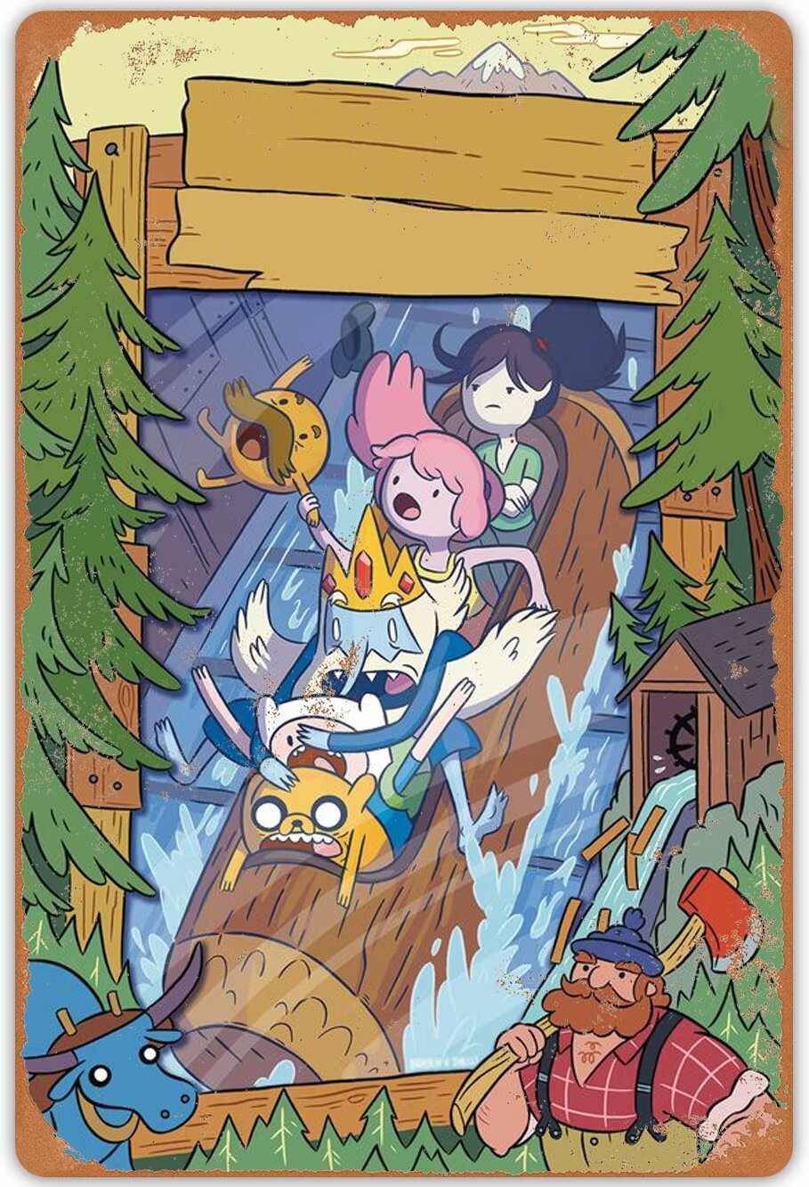 Retro Cute Cartoon Metal Tin Sign Adventure Time Vintage Metal Plaque ...
