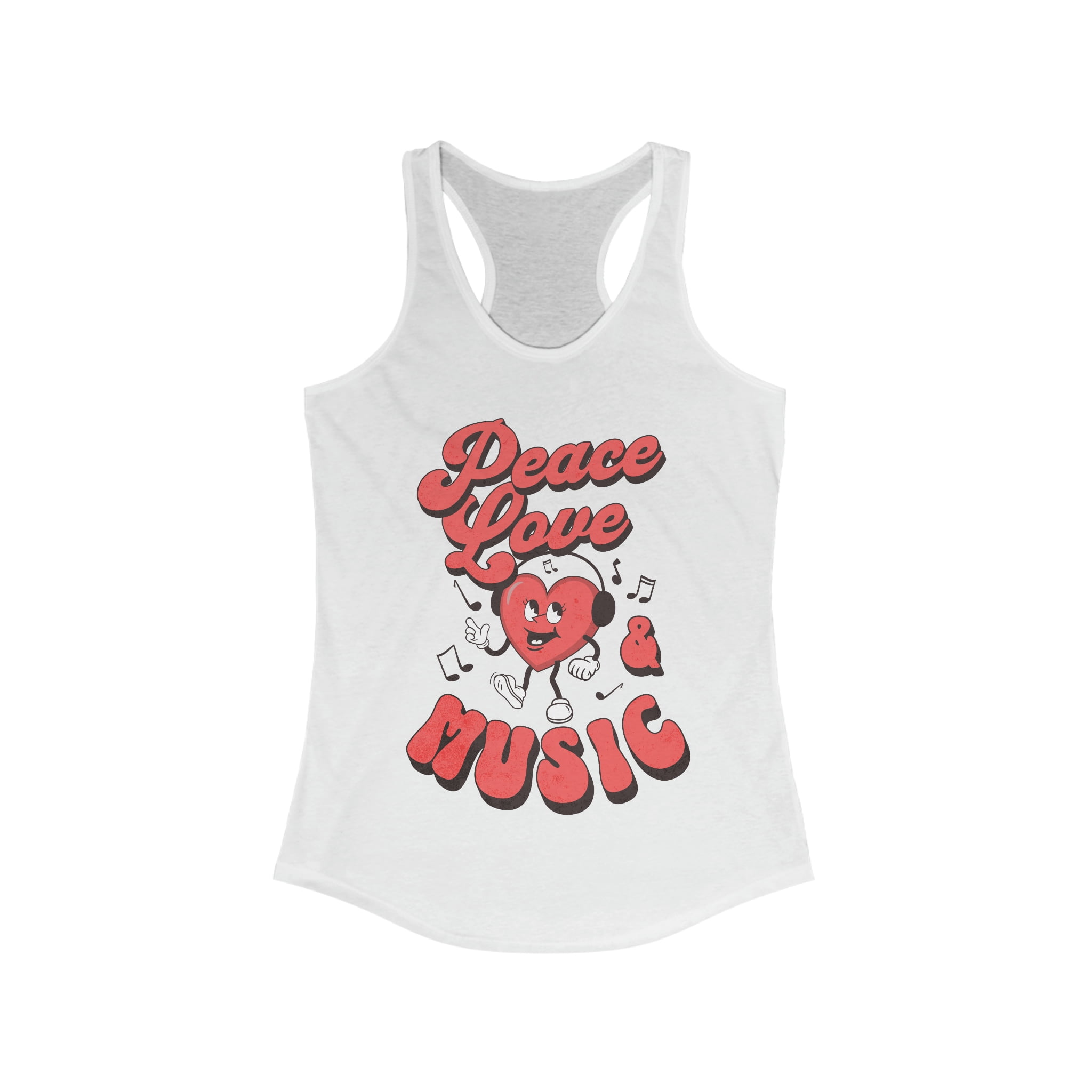 Retro Cute Heart Racerback Tank, Peace Love and Music- Groovy Vintage ...