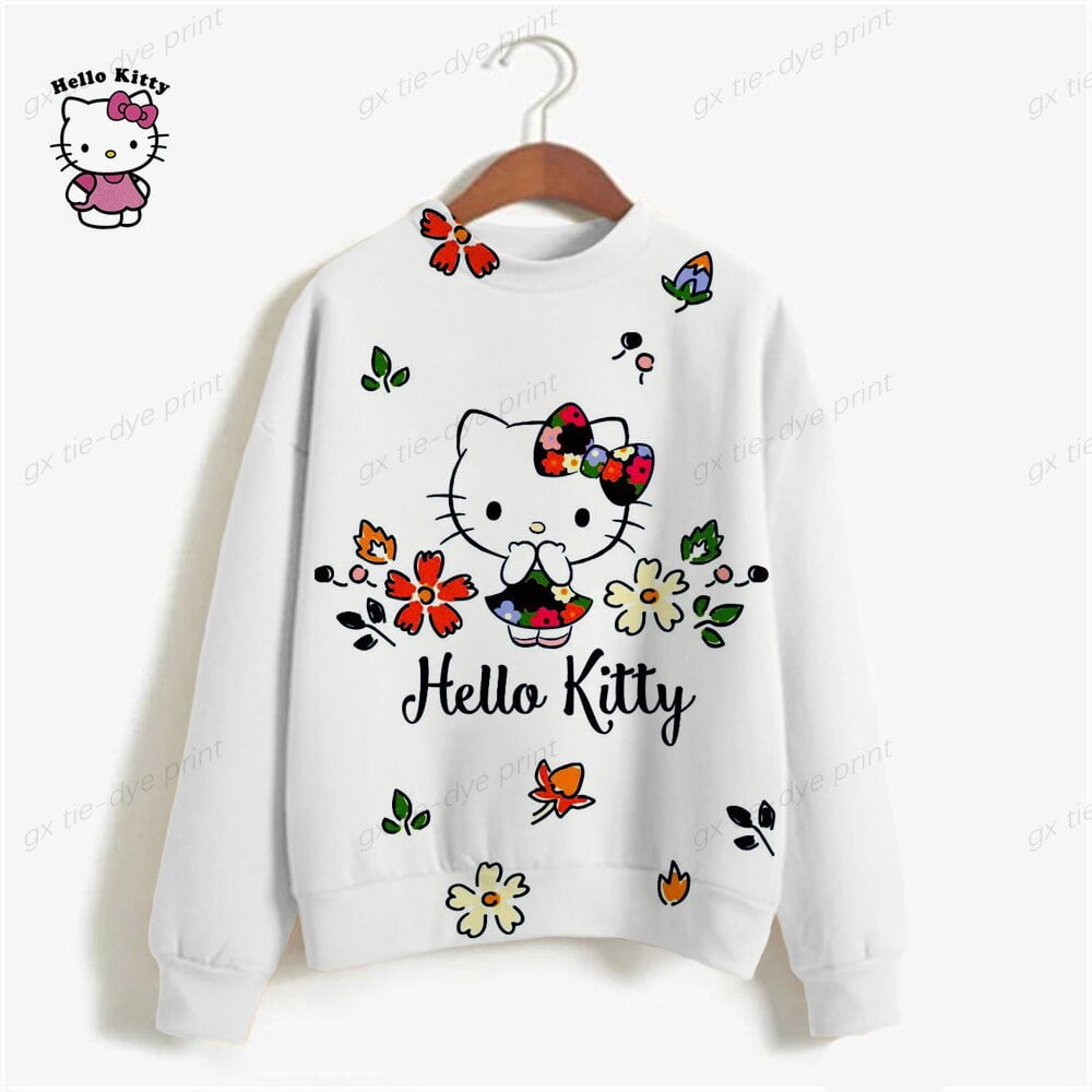 Retro Cute Hello Kitty 3D Print Pullover Harajuku Hoodie Women's New ...