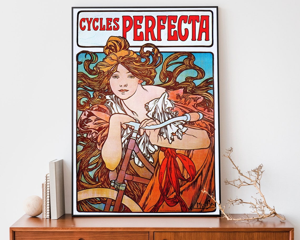Retro Cycling Poster, Vintage Alphonse Mucha Advertising Art Print, Art ...