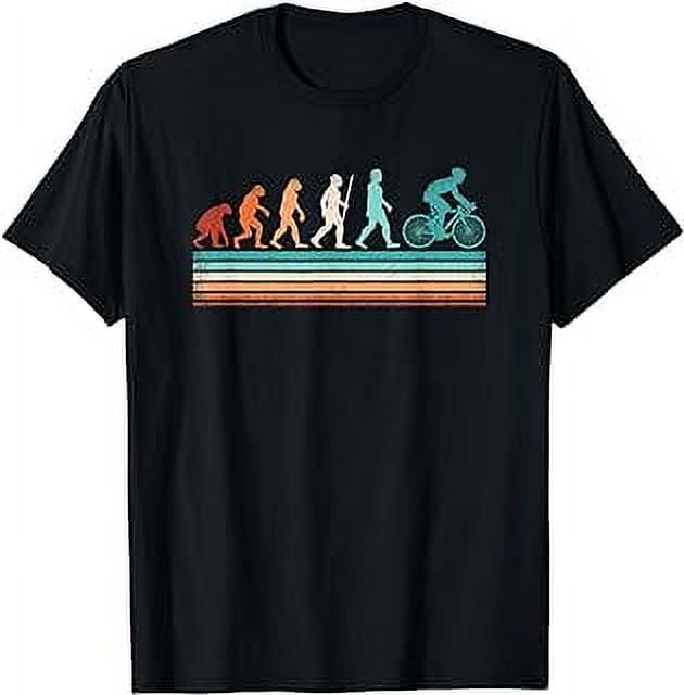 Retro Cyclist Evolution Cycling Mountain Bike Biking Bicycle T-Shirt ...